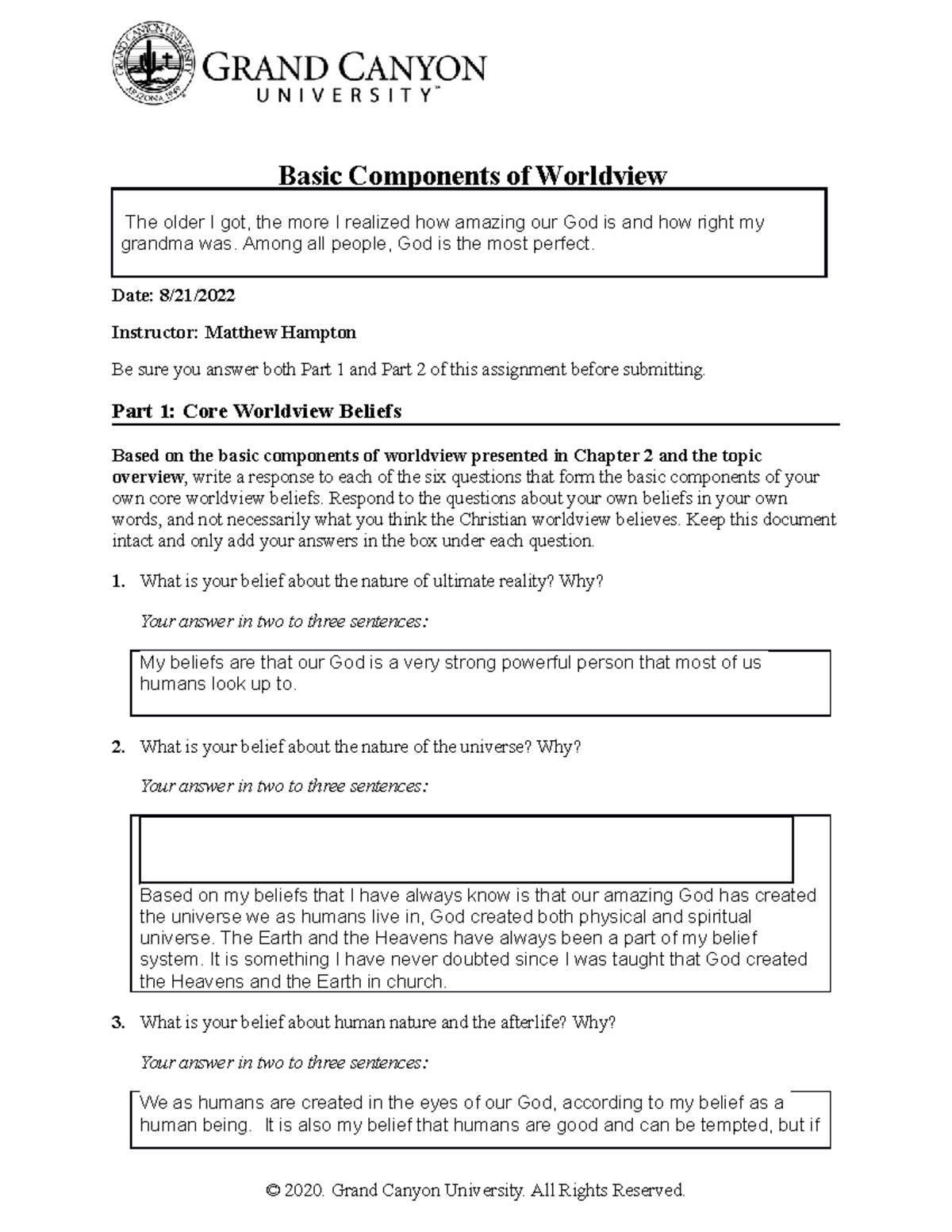 CWV 101 301 RS T1Basic Components Of Worldview - Basic Components of ...