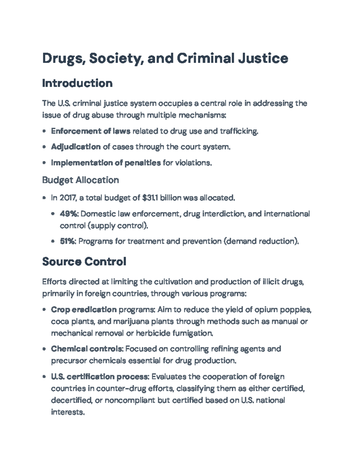 Comprehensive Review of Drug-Law Enforcement in U.S. Criminal Justice ...