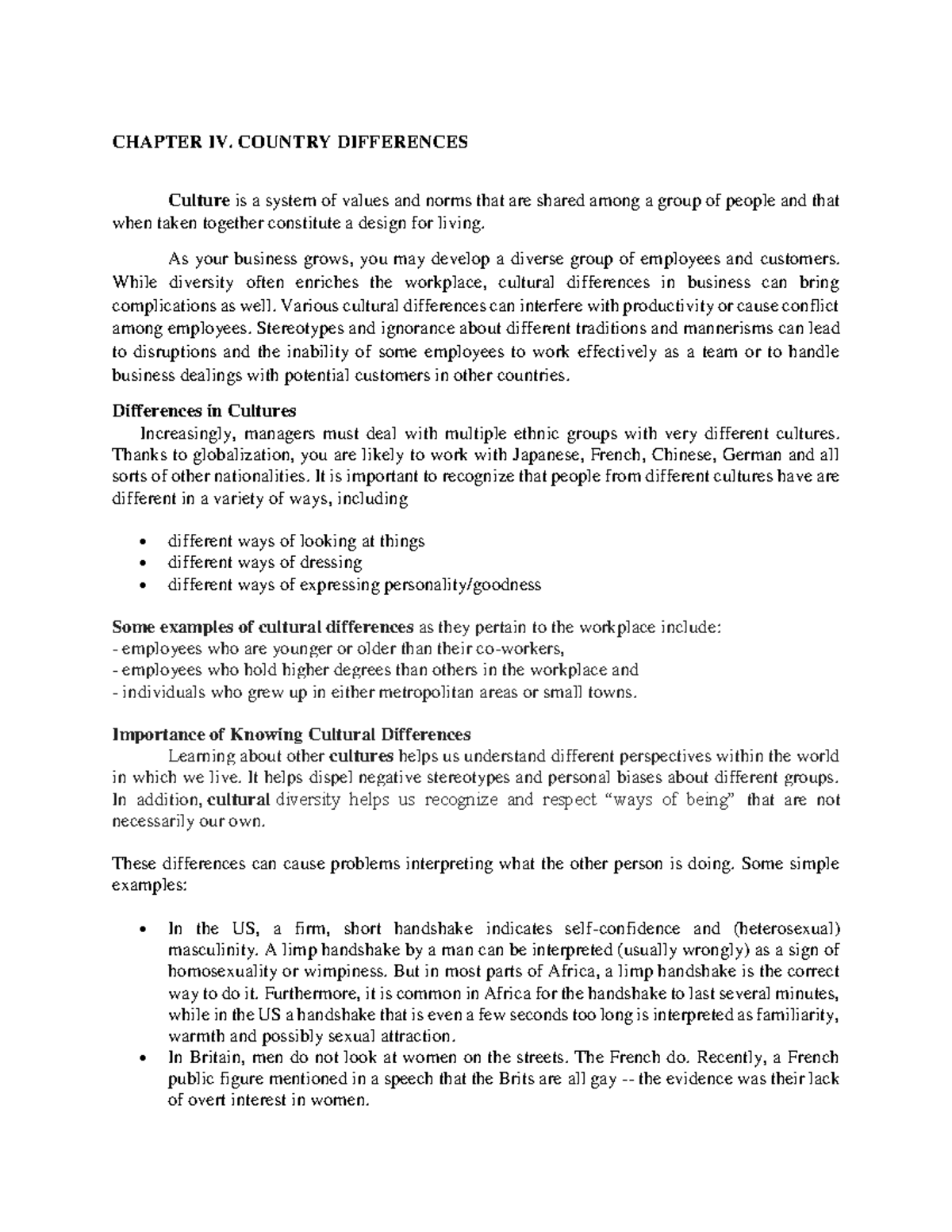 International Business Chapter 4: Understanding Cultural Differences ...