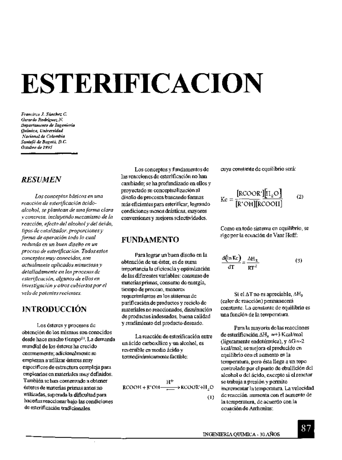 Esterificacion Introducción Al Tema De Reacciones De Esterificación Esterificacion