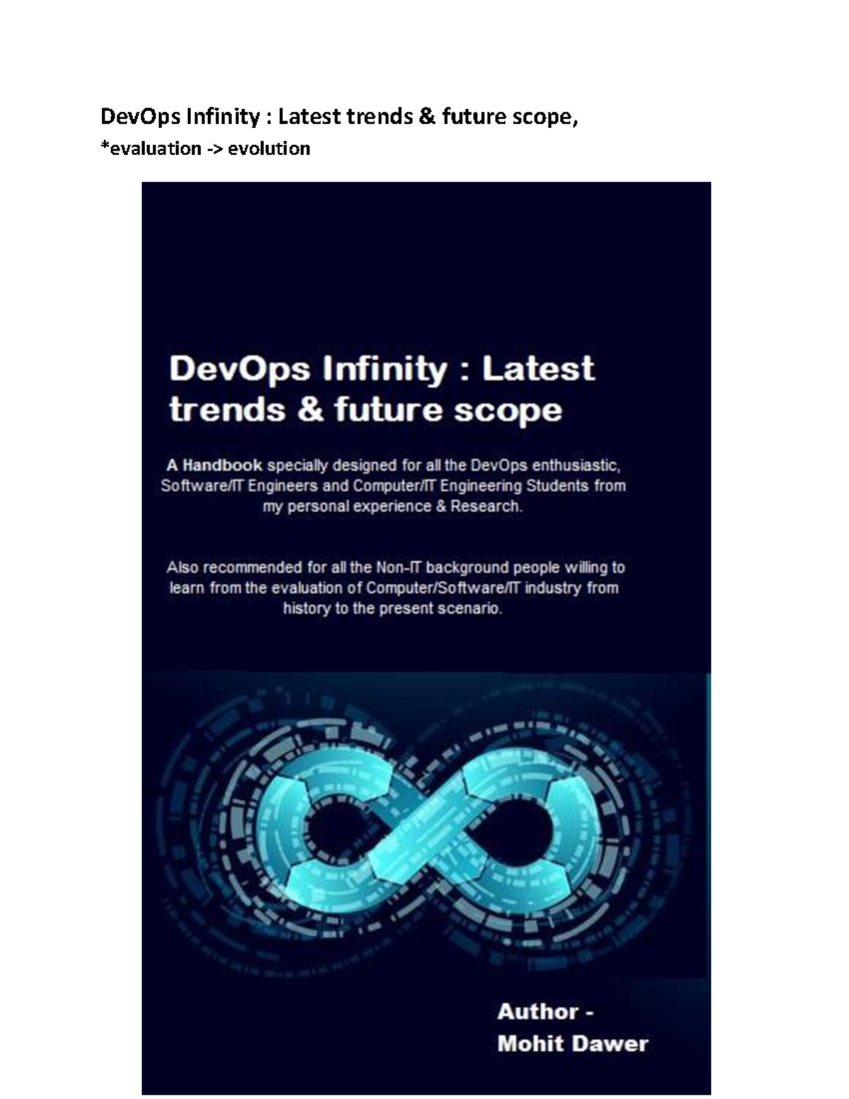 DevOps Infinity: Trends, Evolution & Future Scope - A Handbook - Studocu