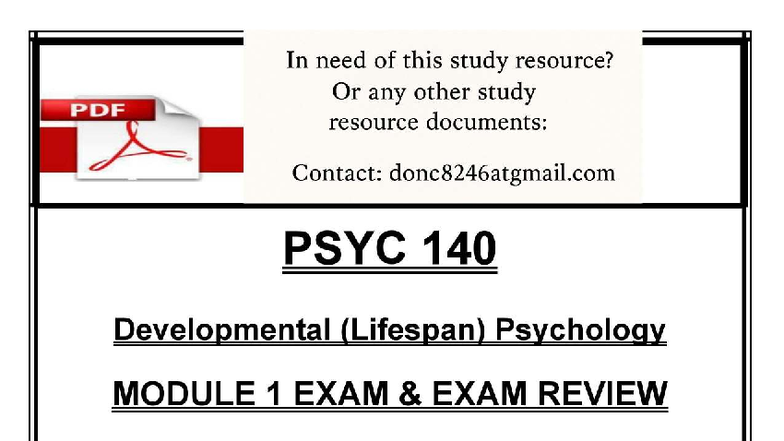 PSYC 140 Developmental Psychology Module 1 Exam Review & Answers - Studocu