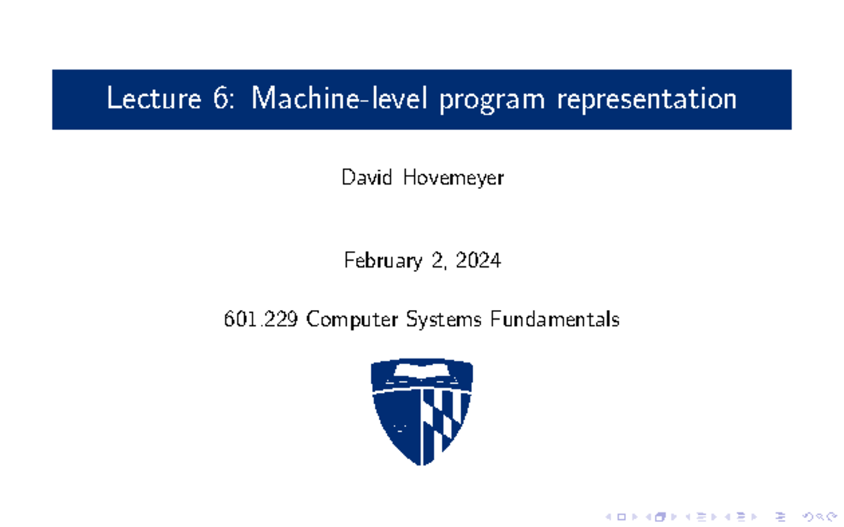 Lecture 6: Program Representation in C - 601.229 Computer Systems - Studocu