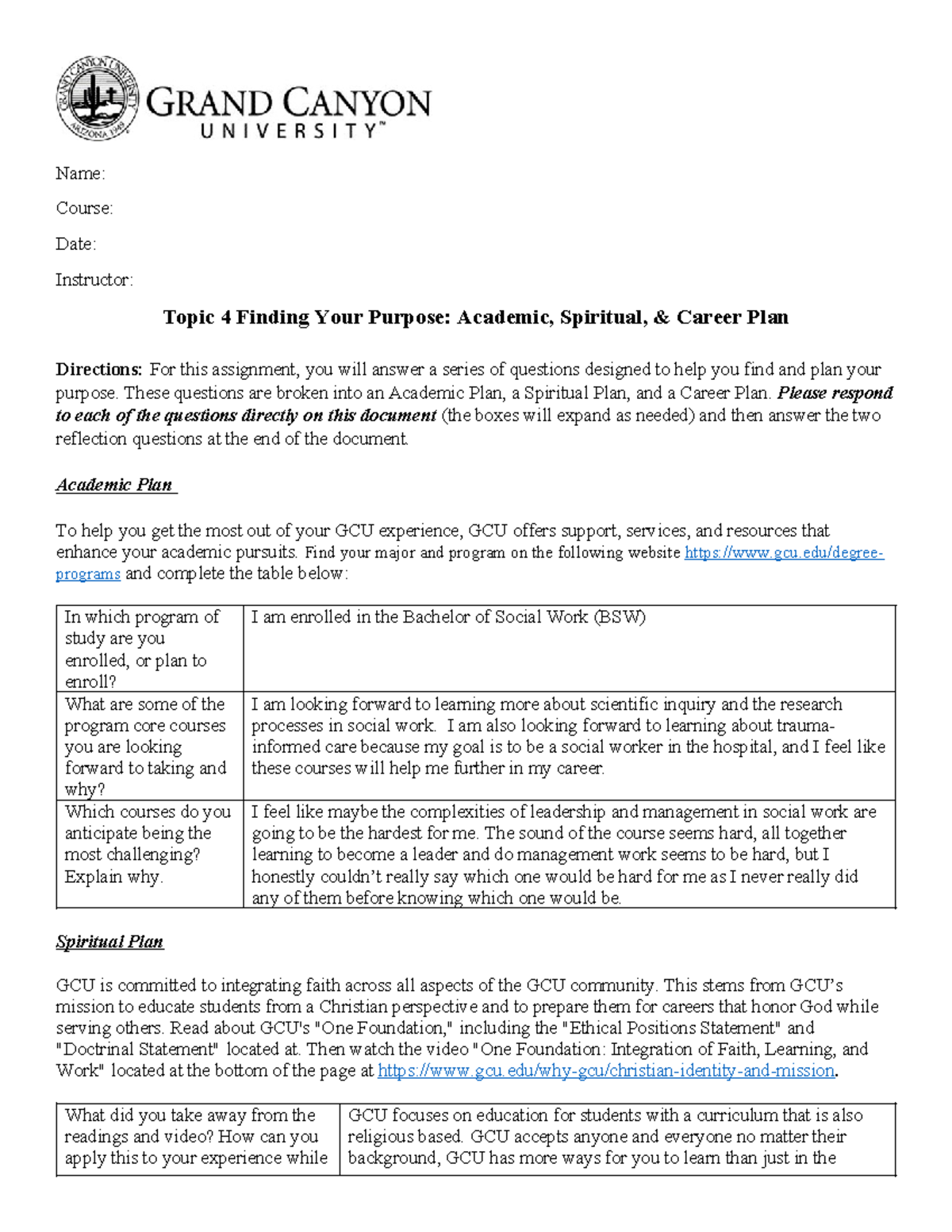 UNV-103-RS-T4 Finding Your Purpose-Online - Name: Course: Date ...