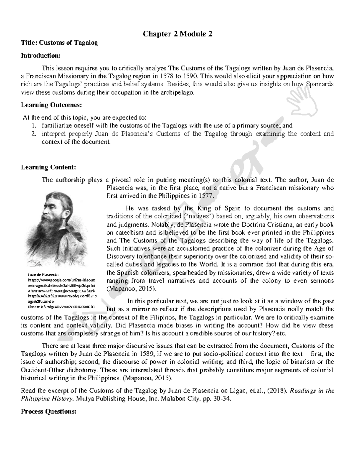 Readings in Philippine History: Customs of Tagalog Analysis - Studocu