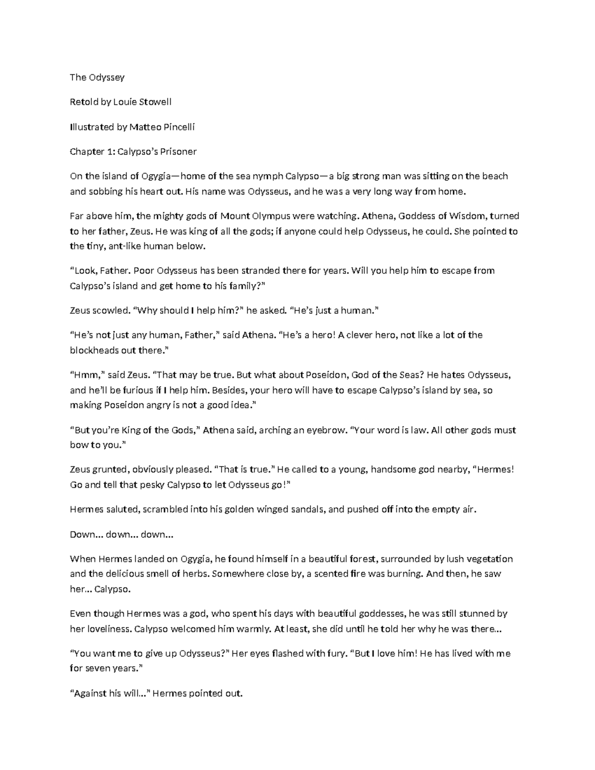 The Odyssey: Chapter Summaries and Key Events (WPS Office) - Studocu