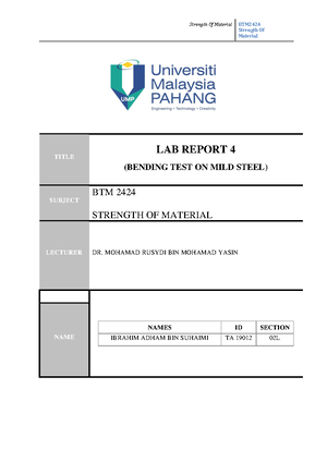 Lab Report Compression Test - FACULTY OF MECHANICAL ENGINEERING “In the ...