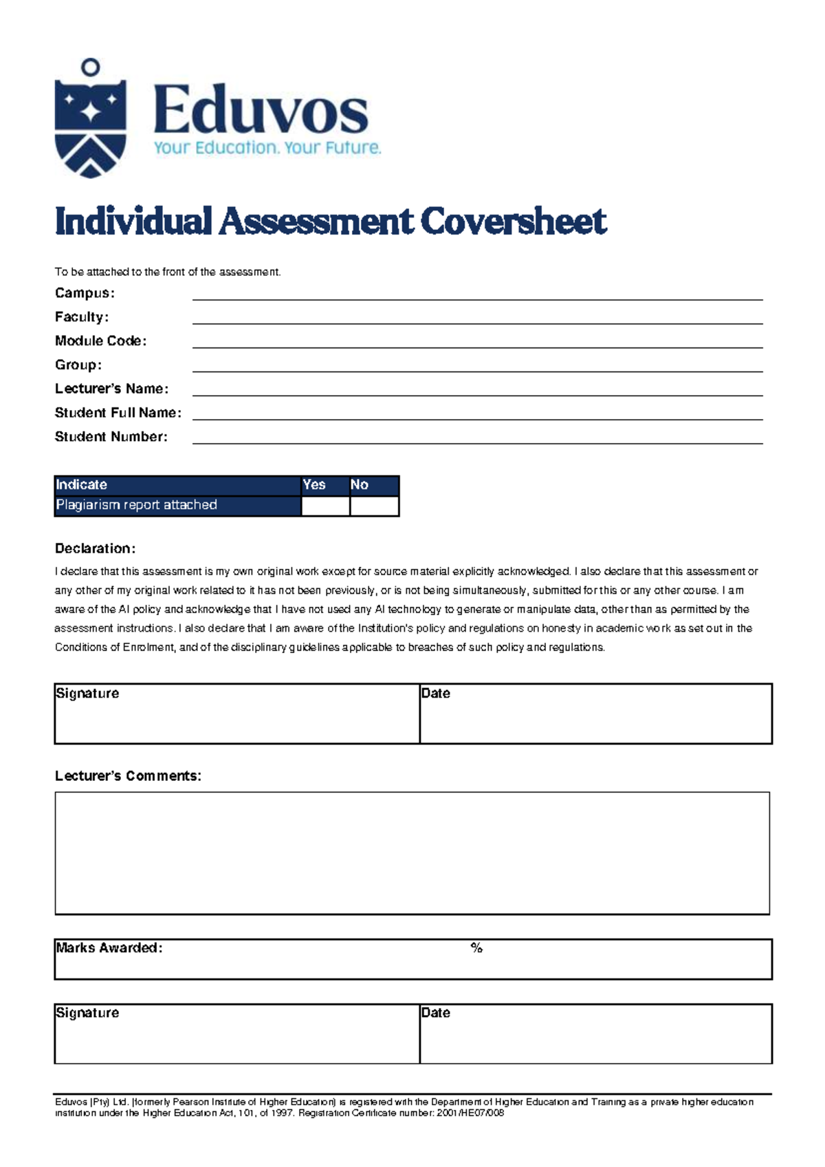 Individual Assessment Coversheet V1 for Module Submission - Studocu