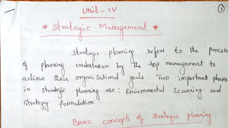 MS UNIT 4 - Strategic Management Concepts and Planning Techniques - Studocu
