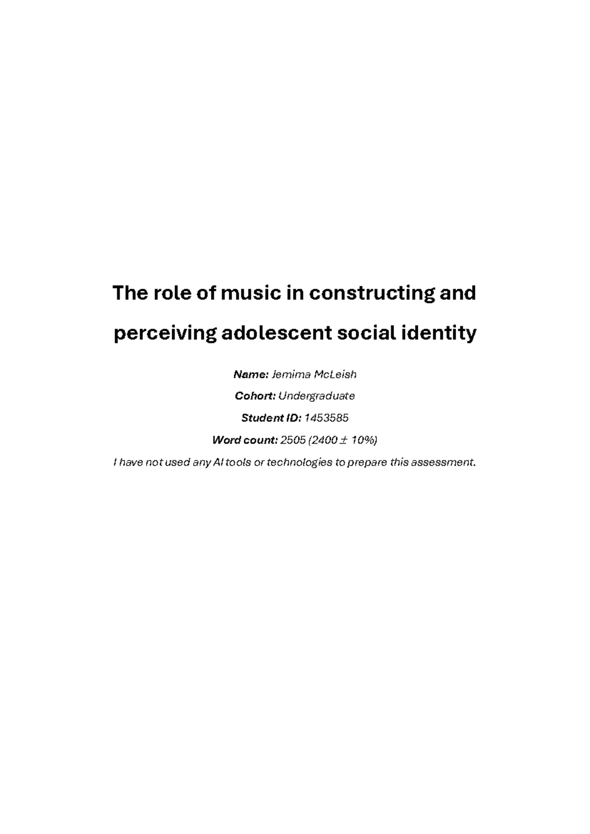 Music and adolescent social identity - The role of music in ...