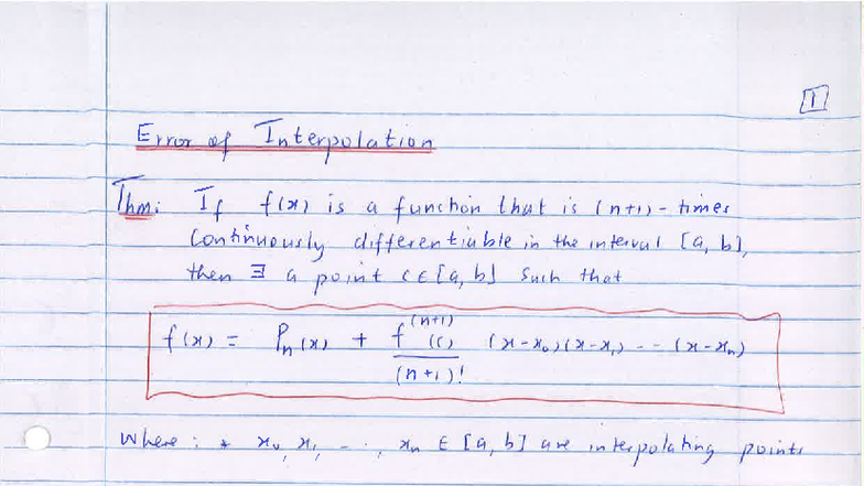 Lecture Notes on Error of Interpolation (MATH 101) - Studocu