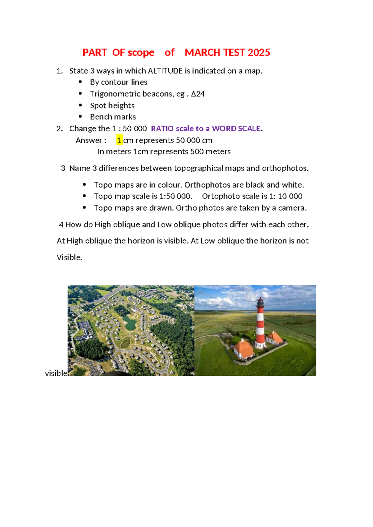 MARCH TEST 2025: Geography Practice Scope & Key Concepts - Studocu