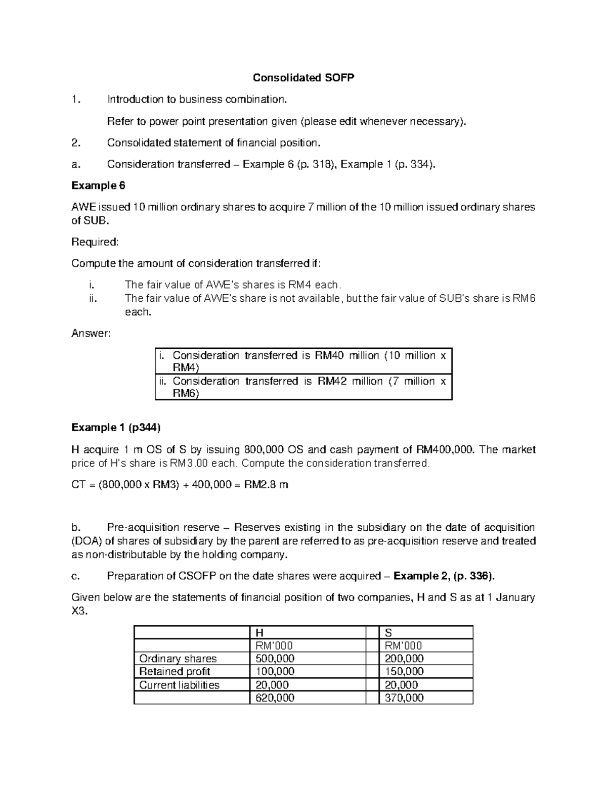 Chapter 4 - CSOFP Part 1 & 2: Business Combinations and Goodwill ...