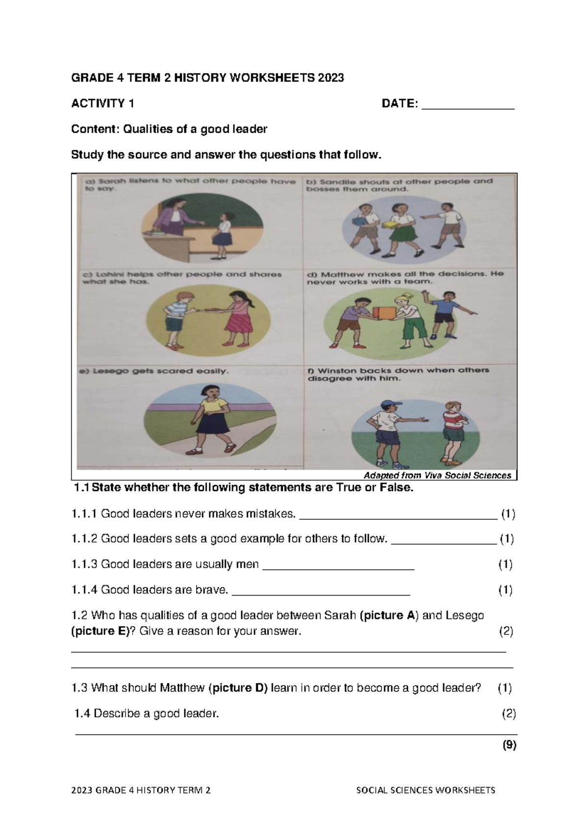 Grade 4 Term 2 History Worksheets 2023: Leadership & Key Figures - Studocu