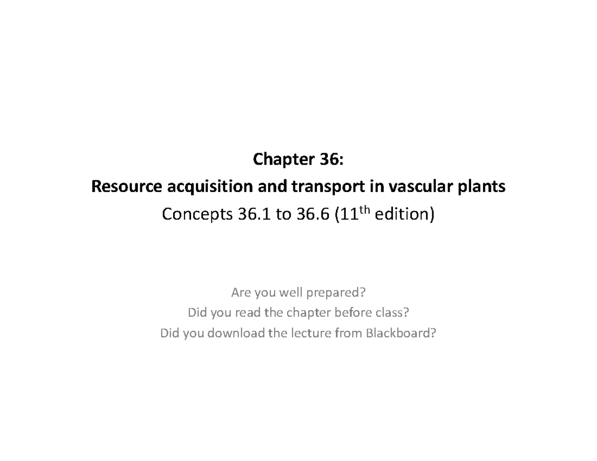 Chapter 36: Resource Acquisition & Transport in Vascular Plants (GenBio ...