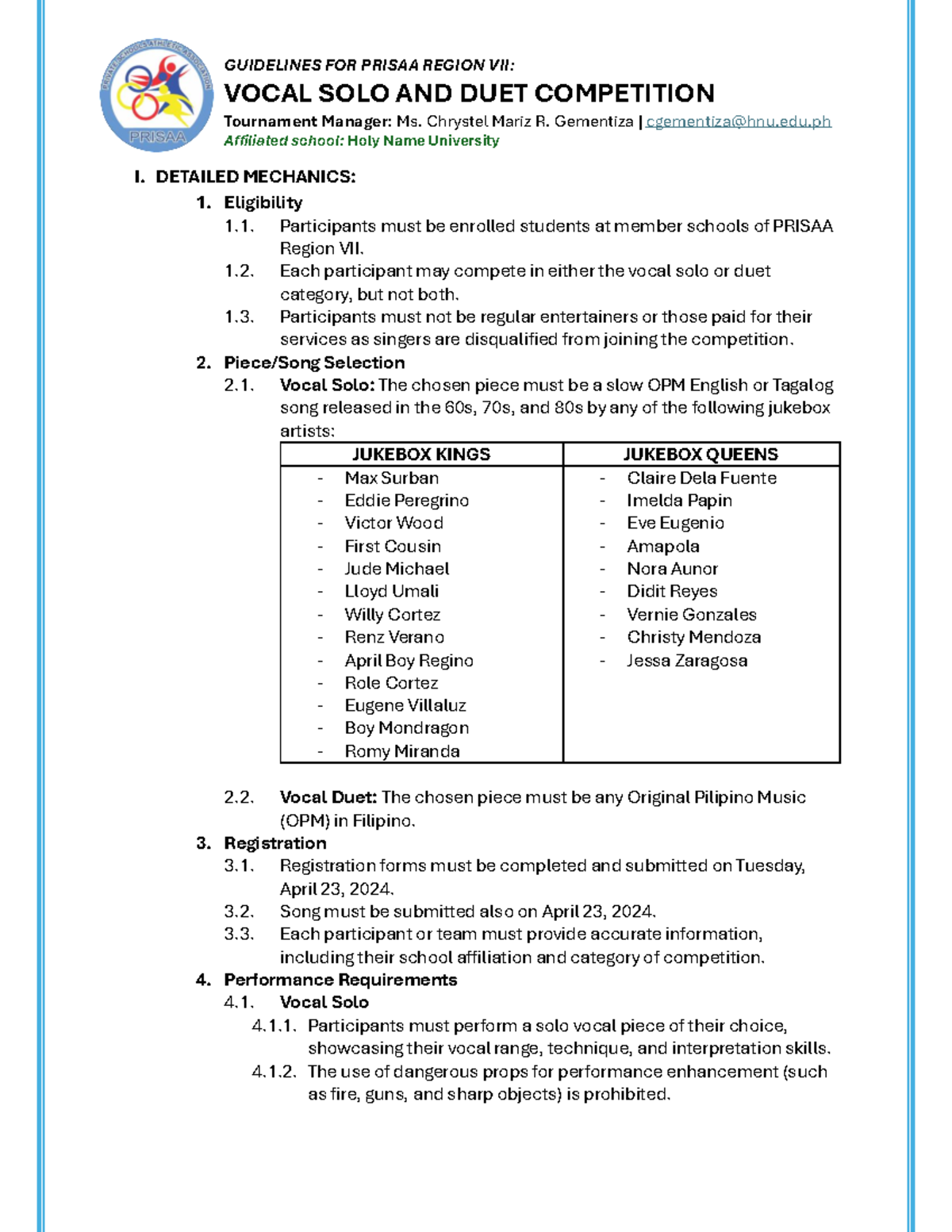 (VOCAL SOLO & DUET COMP) Judging Criteria and Mechanics Guide - Studocu