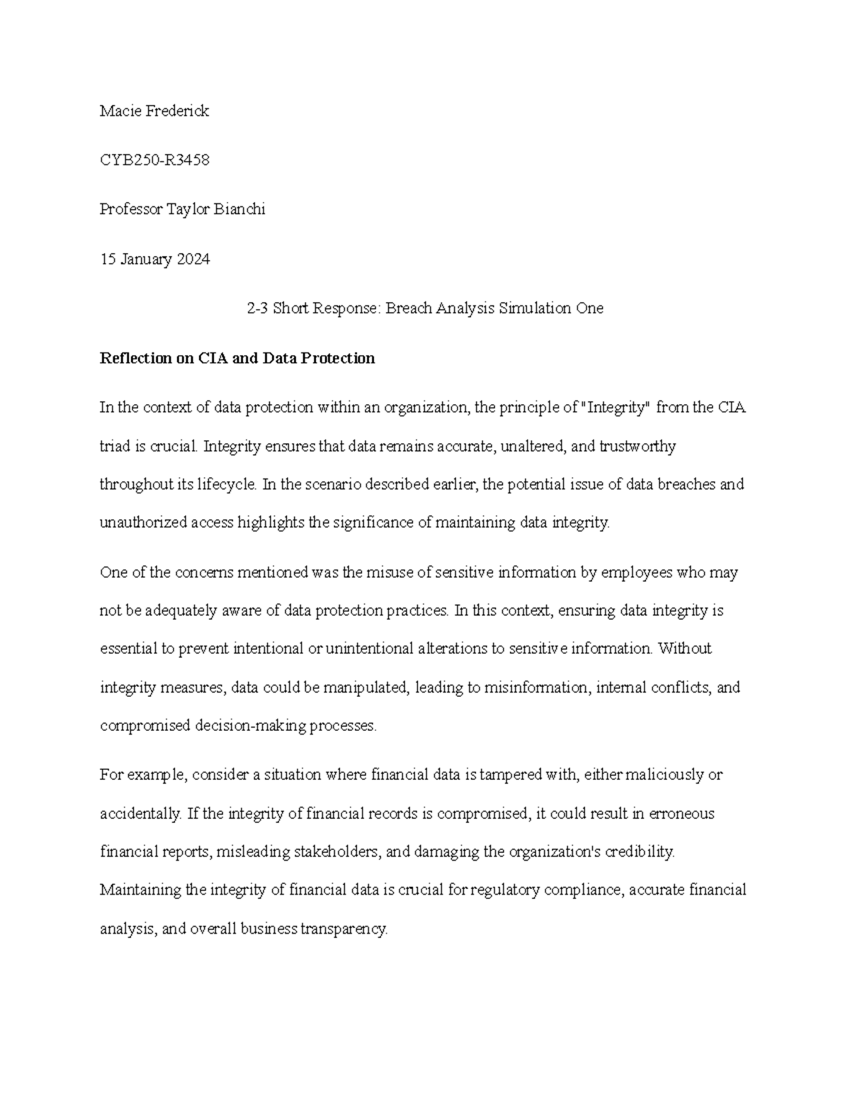 Module 2-3 CYB250 - Macie Frederick CYB250-R Professor Taylor Bianchi ...