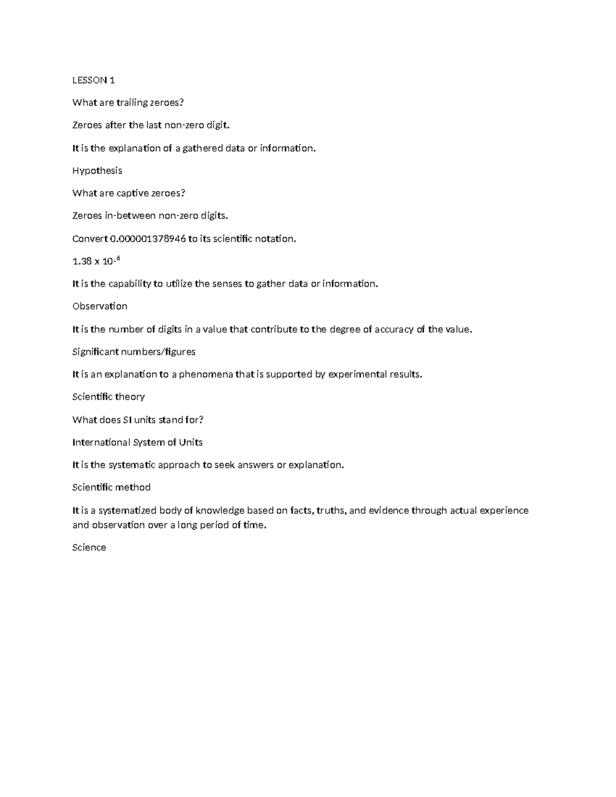 Science lesson - What are trailing zeroes? Zeroes after the last non ...