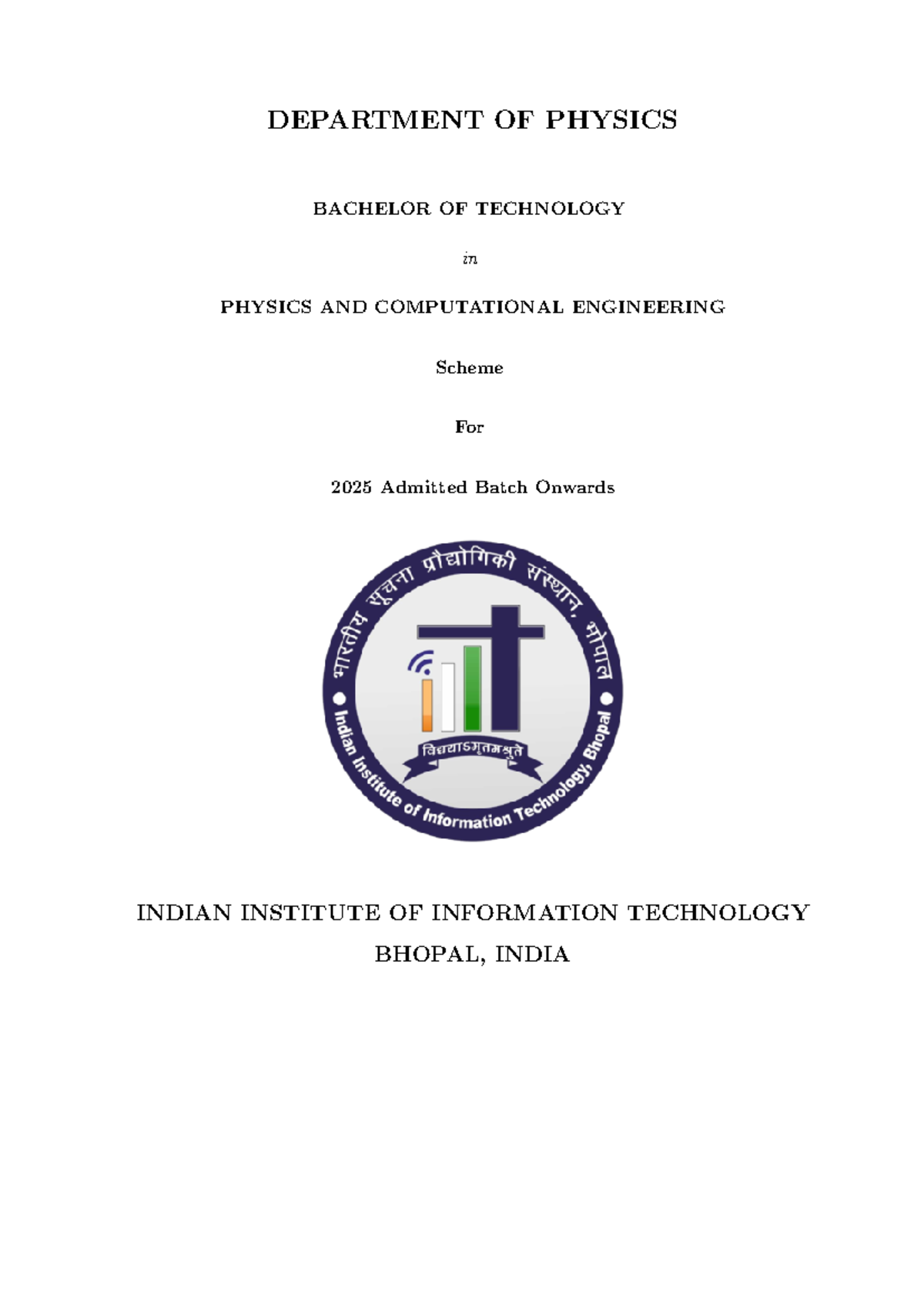 B.Tech in Physics and Computational Engineering Scheme 2025 - Studocu