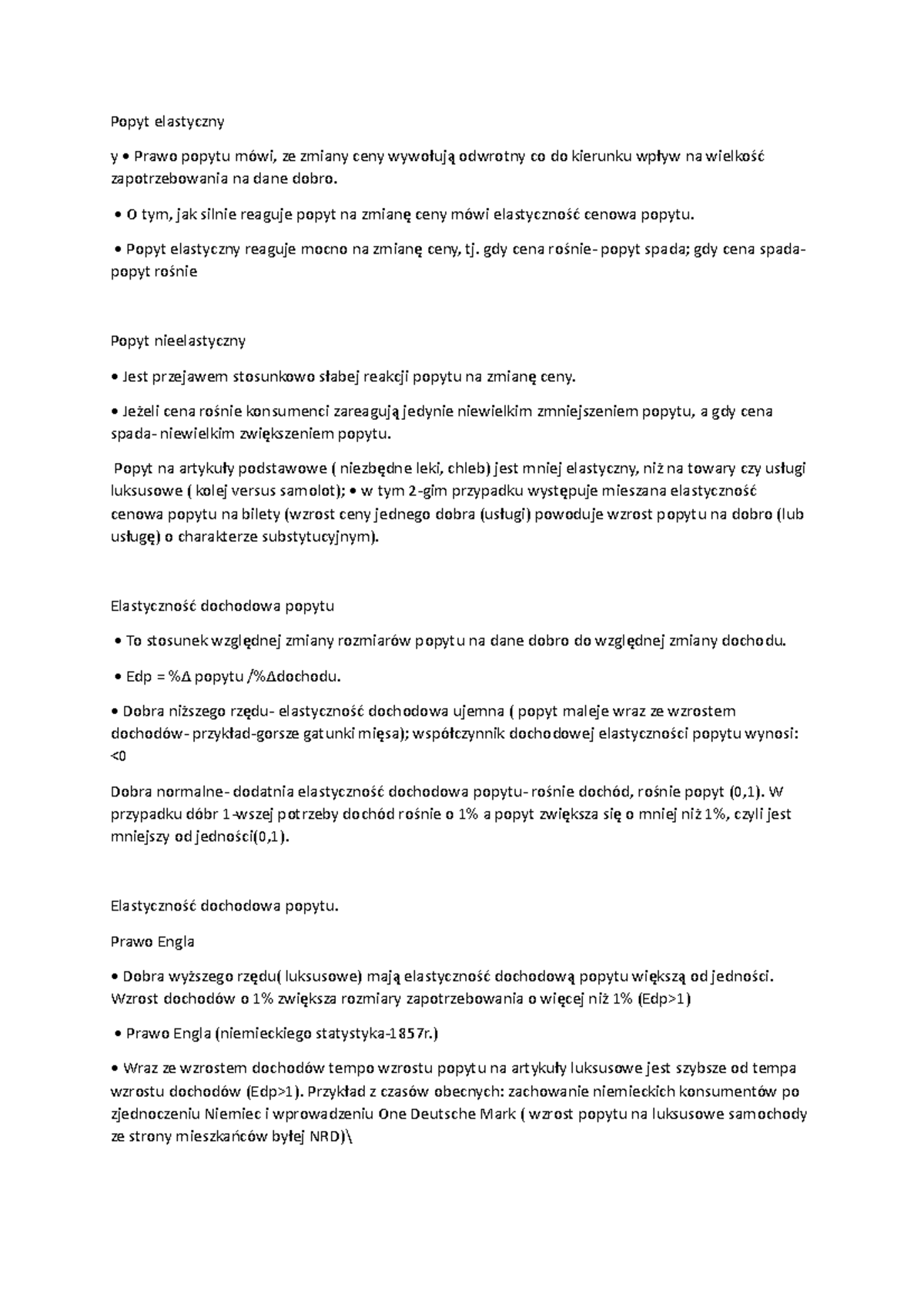Popyt elastyczny i nieelastyczny - Popyt elastyczny y • Prawo popytu ...