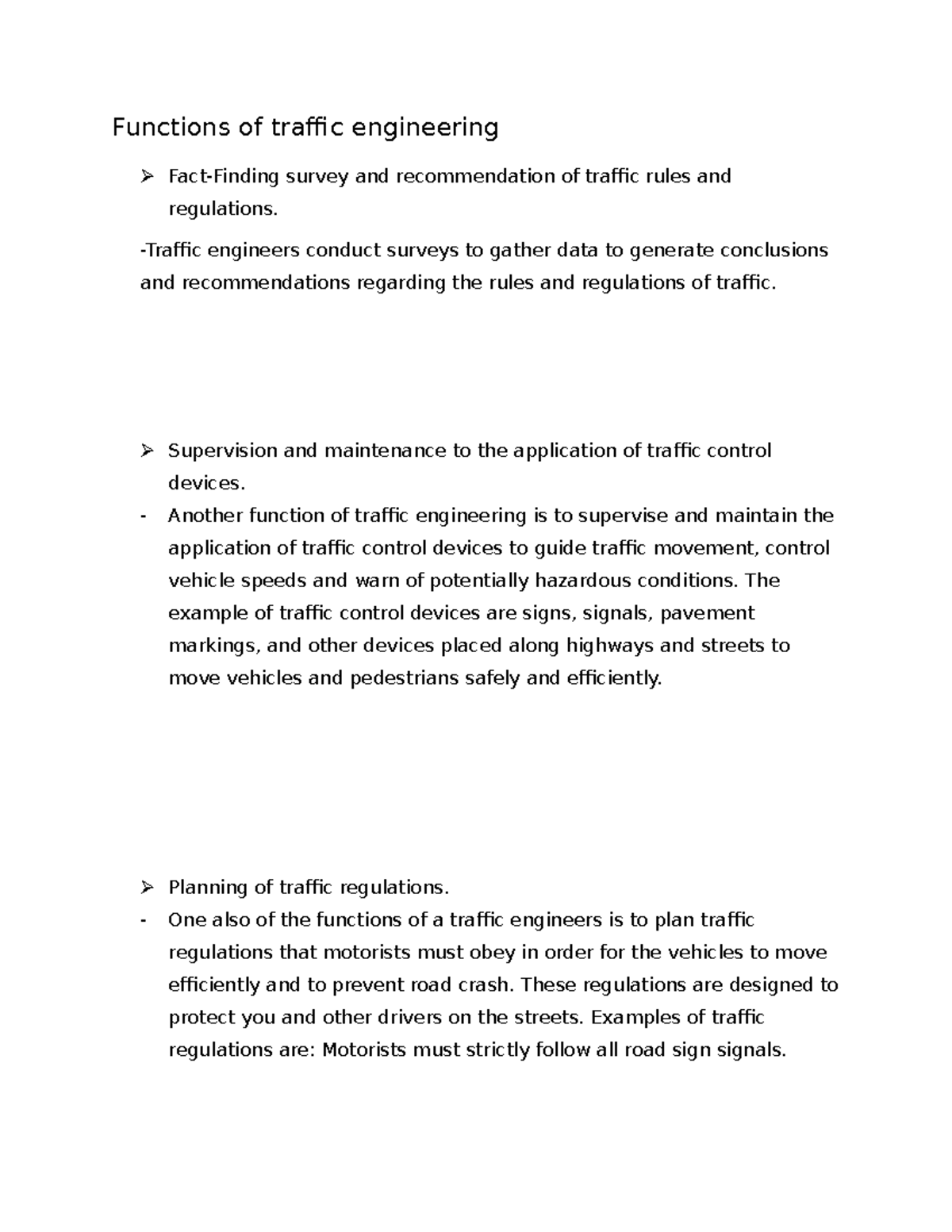 Reporting - Traffic engineering - Functions of traffic engineering Fact ...
