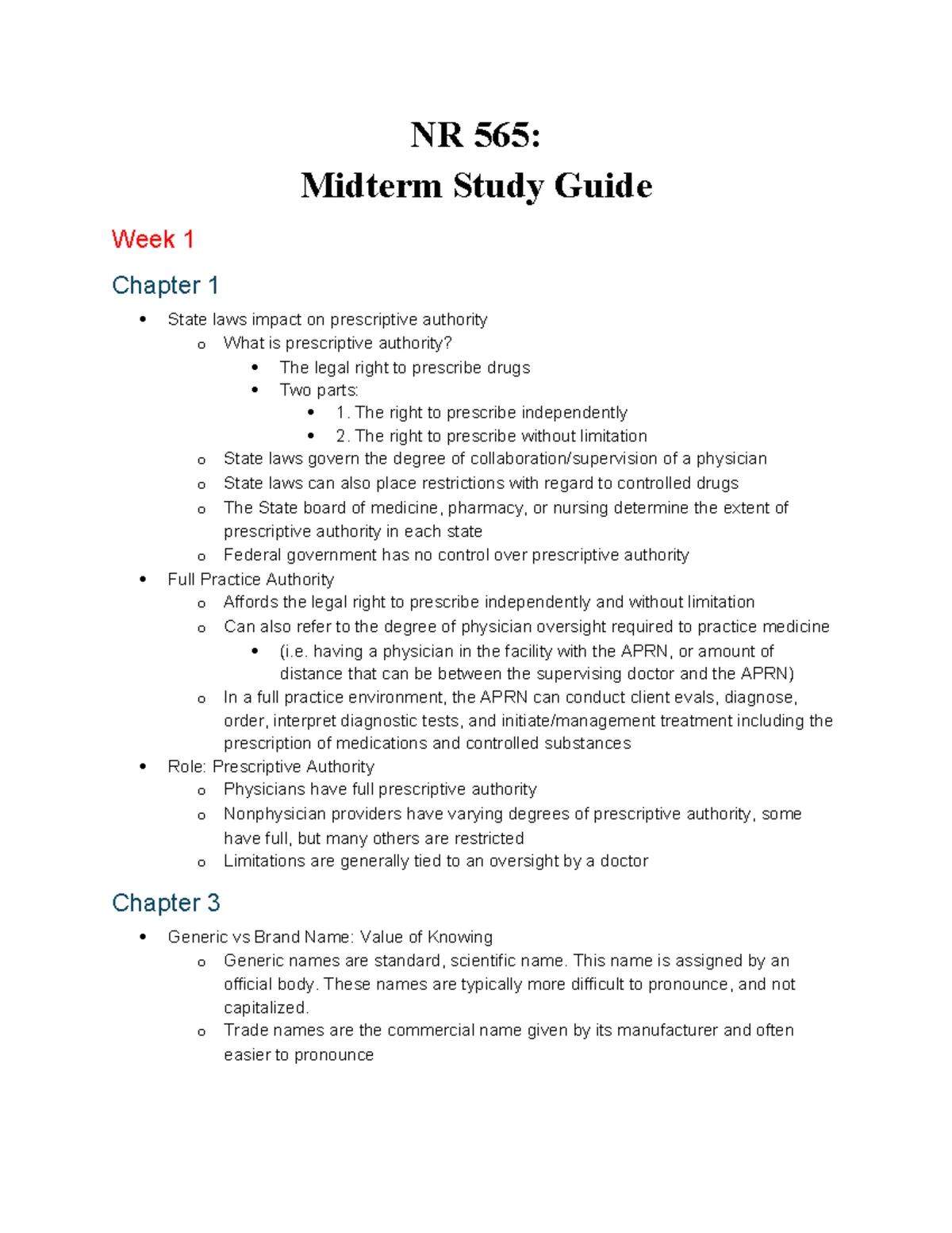 NR565 Midterm Study Guide: Comprehensive Review for Advanced NP - Studocu