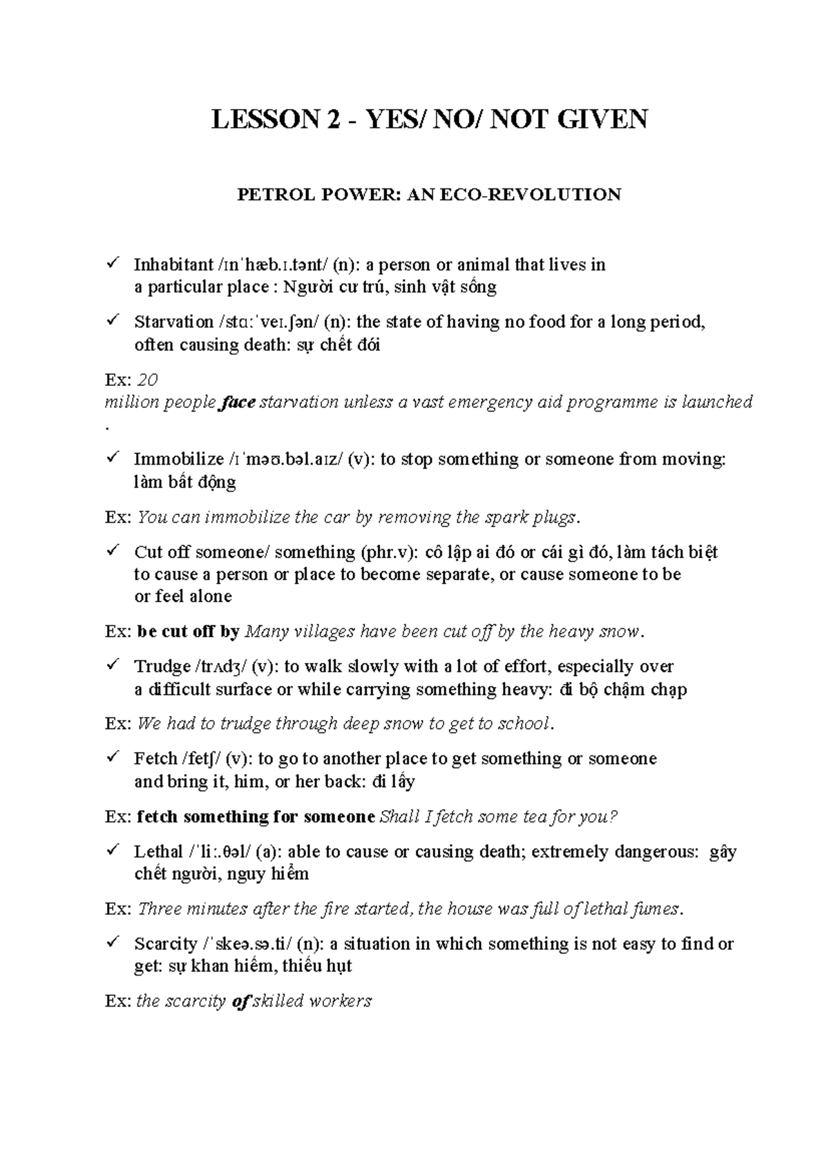 Lesson 2 Vocabulary Summaries: Key Terms and Definitions - Studocu