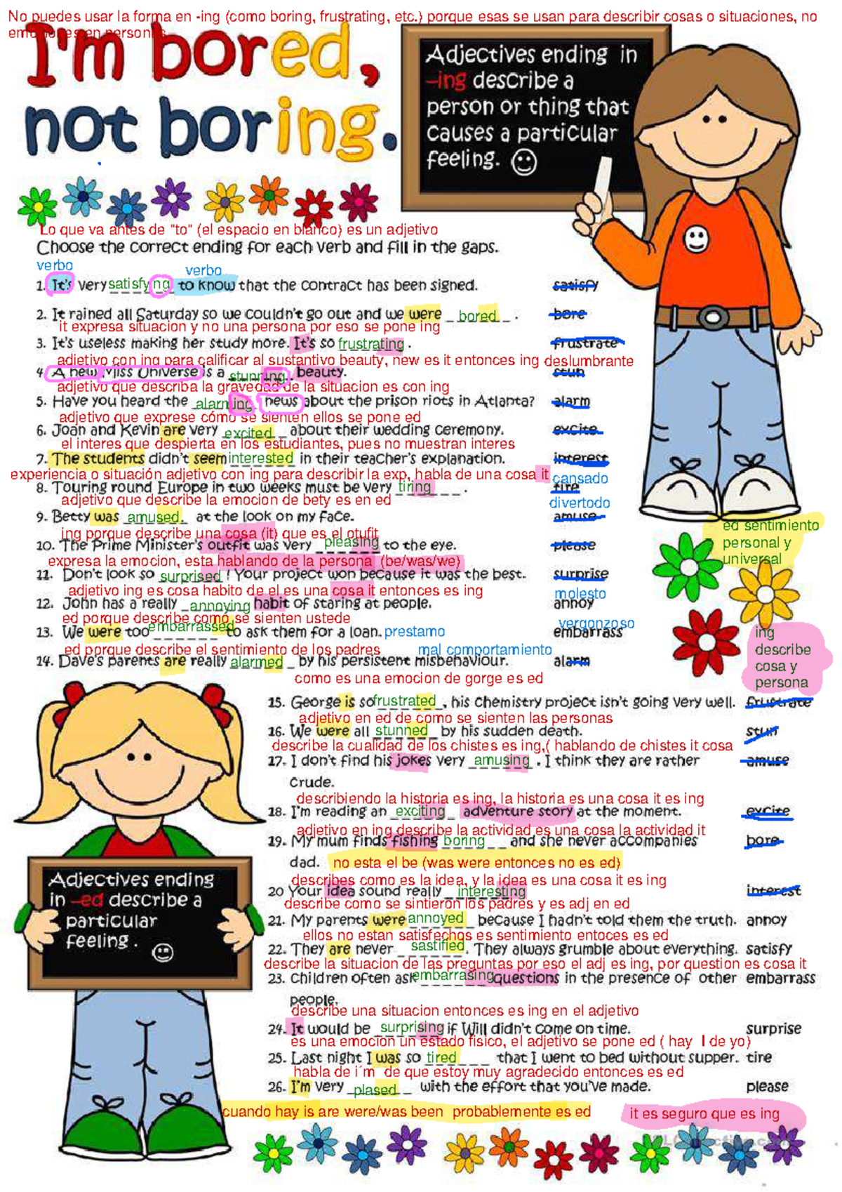 Ed/Ing Adjectives in Spanish: Understanding Emotions and Situations ...