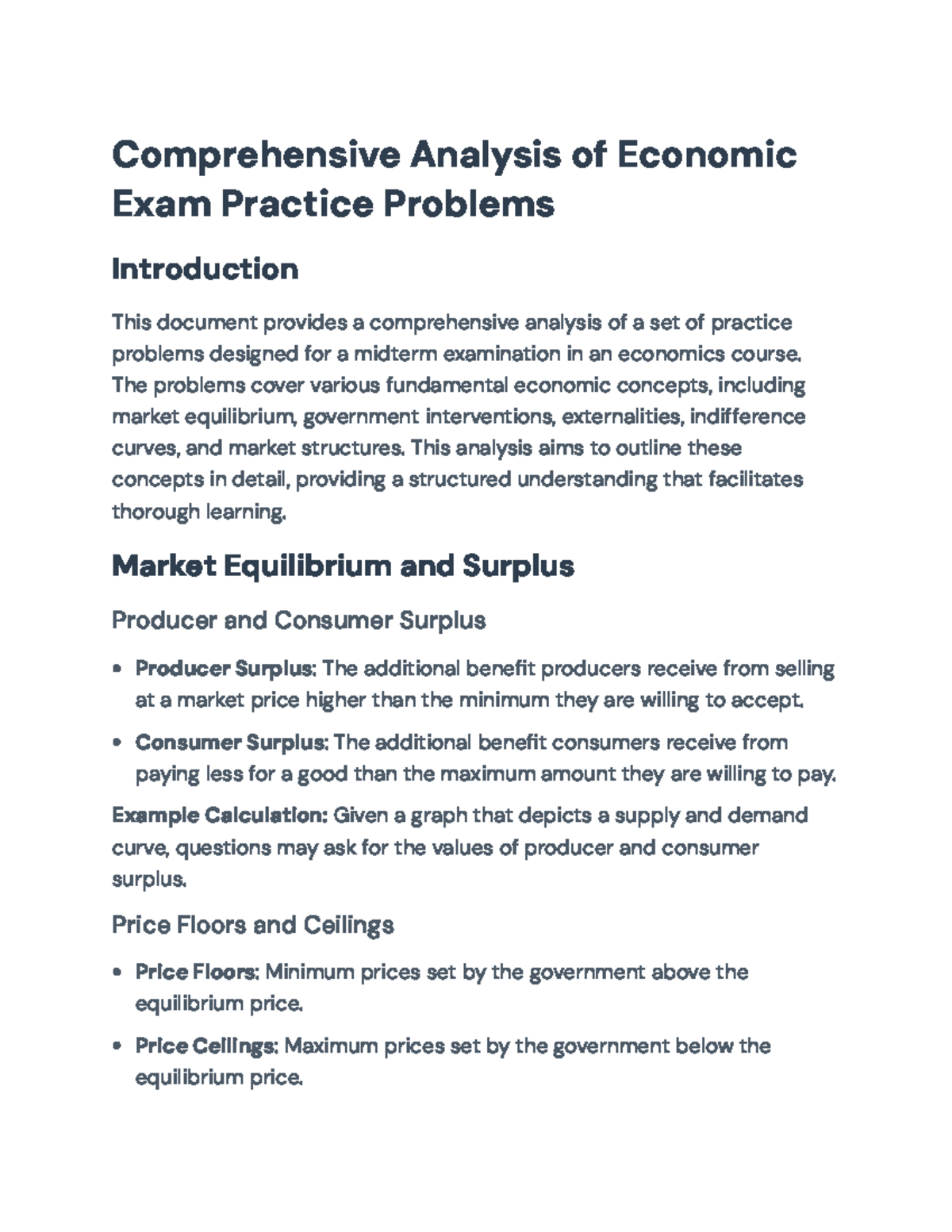 Economics Midterm Exam Practice Problems Analysis and Solutions ...