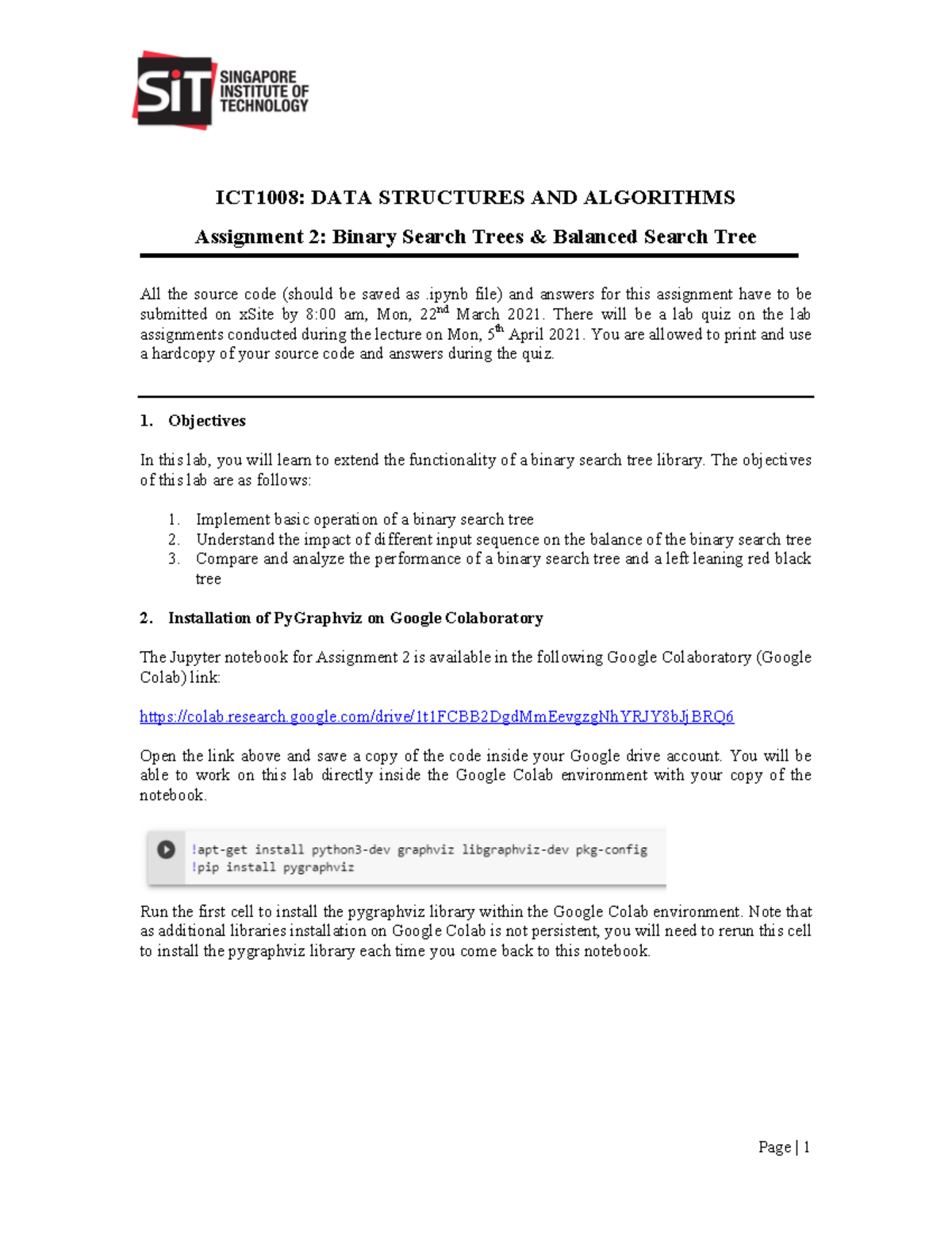 ICT1008 - Assignment 2 - Analyzing Binary Search Trees & LLRBTs - Studocu