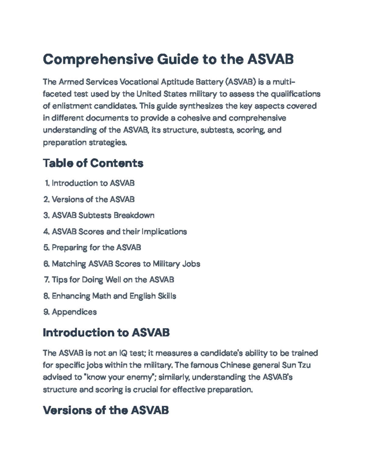 Comprehensive ASVAB Preparation Guide: Structure, Scoring, and Tips ...