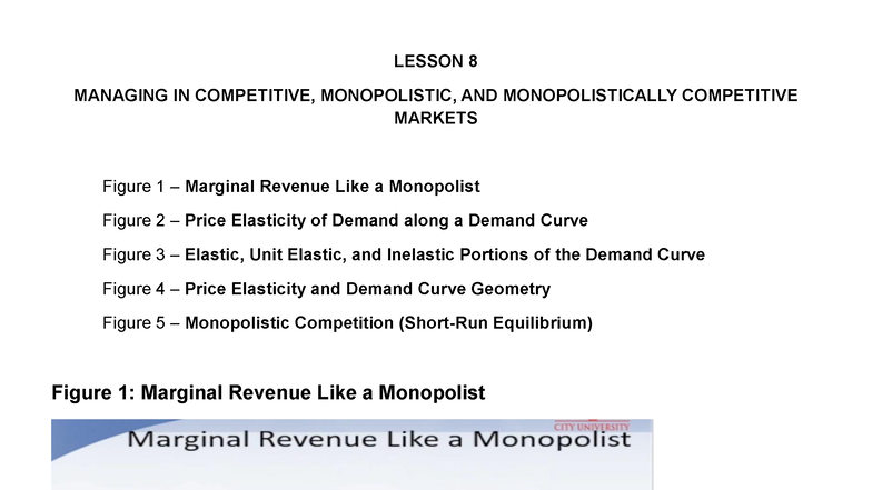 Lesson 8: Managing Competitive & Monopolistic Markets - Supplementary ...