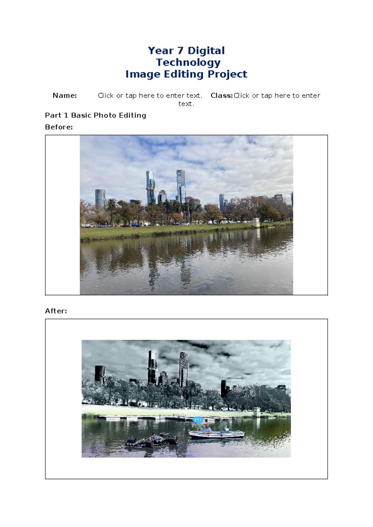 Yr7DT-Image Editing Project Report - Year 7 Digital Technology Image ...