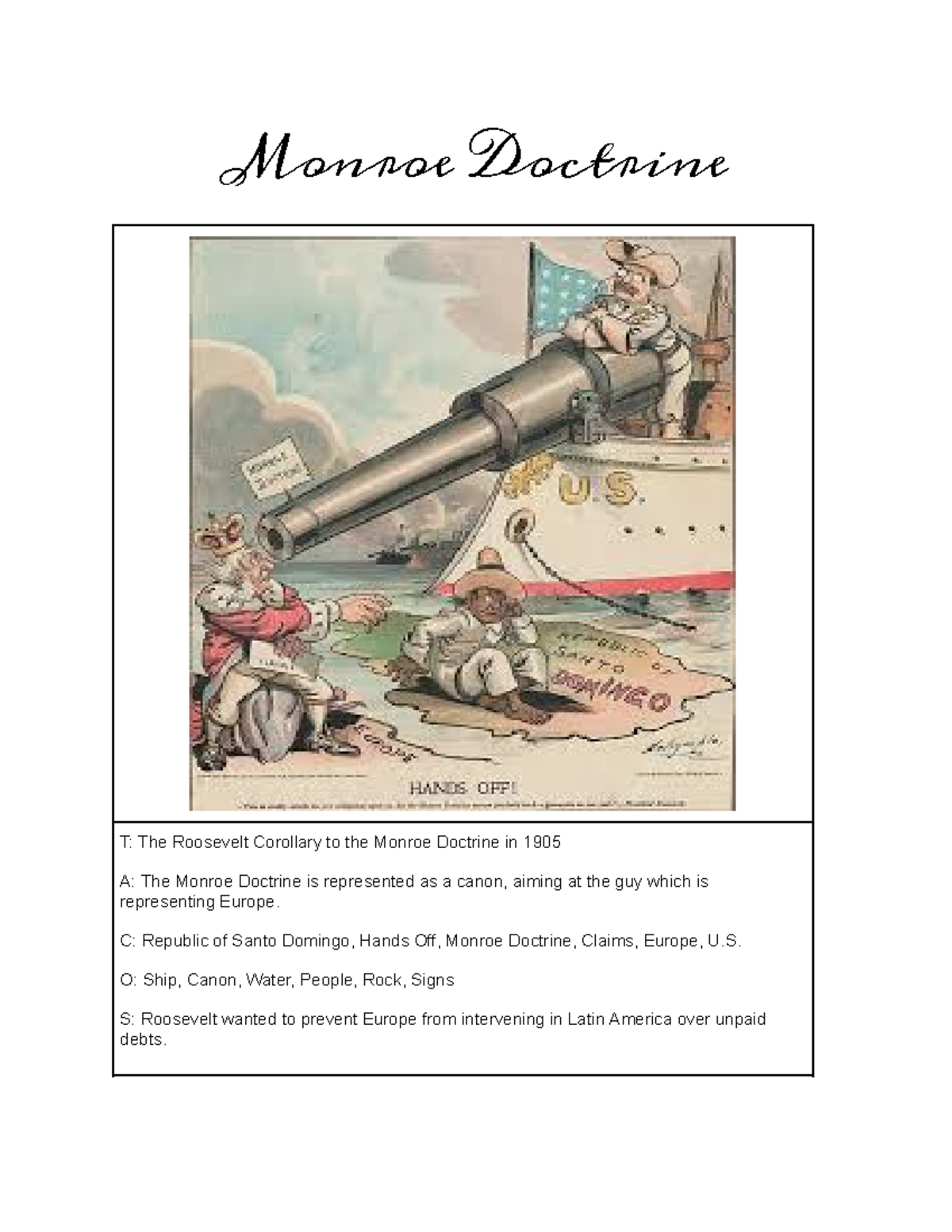 Monroe Doctrine Overview: Key Concepts and Analysis in 1905 - Studocu