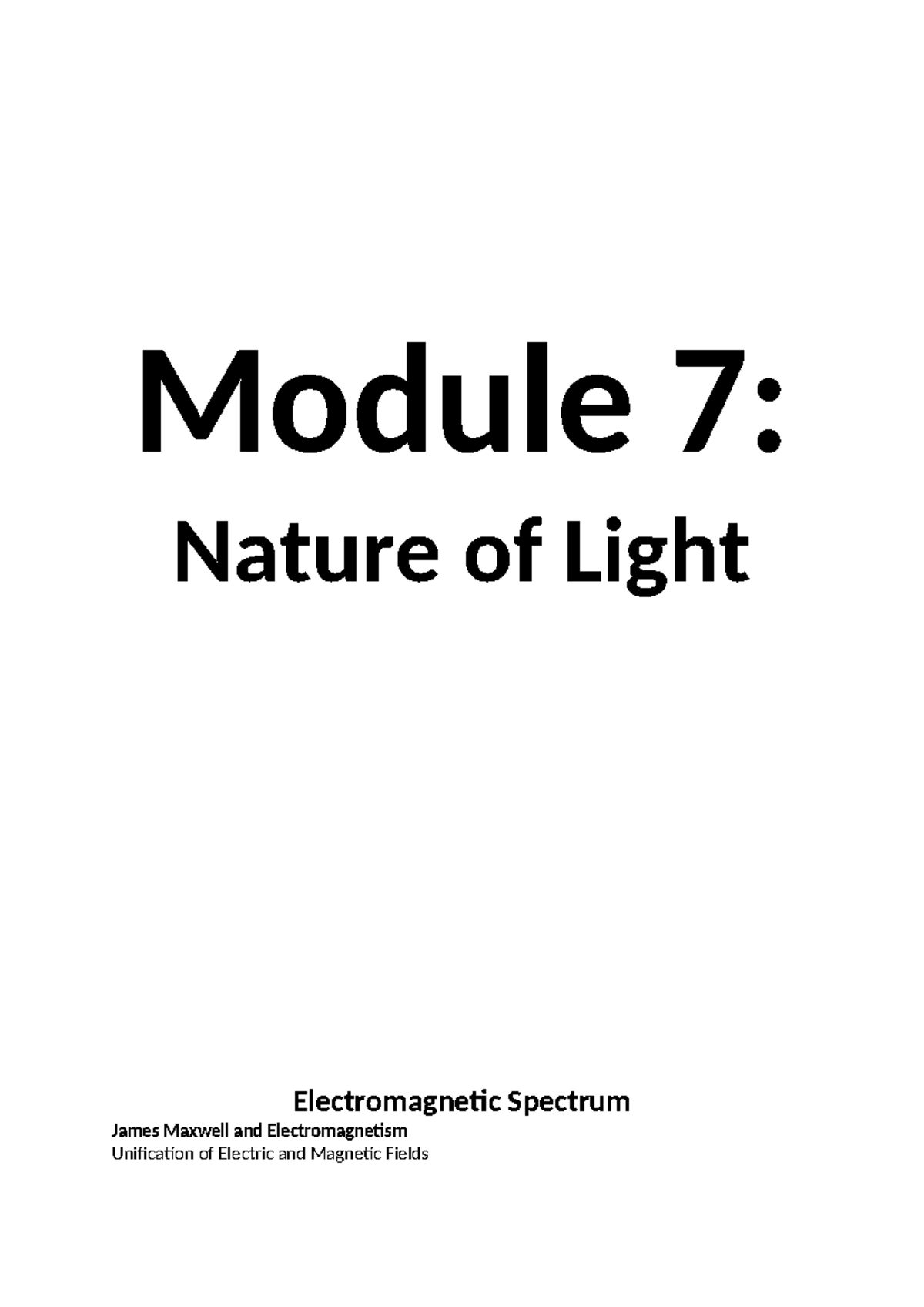 Module 7: Light, Electromagnetism, and Spectroscopy Notes - Studocu