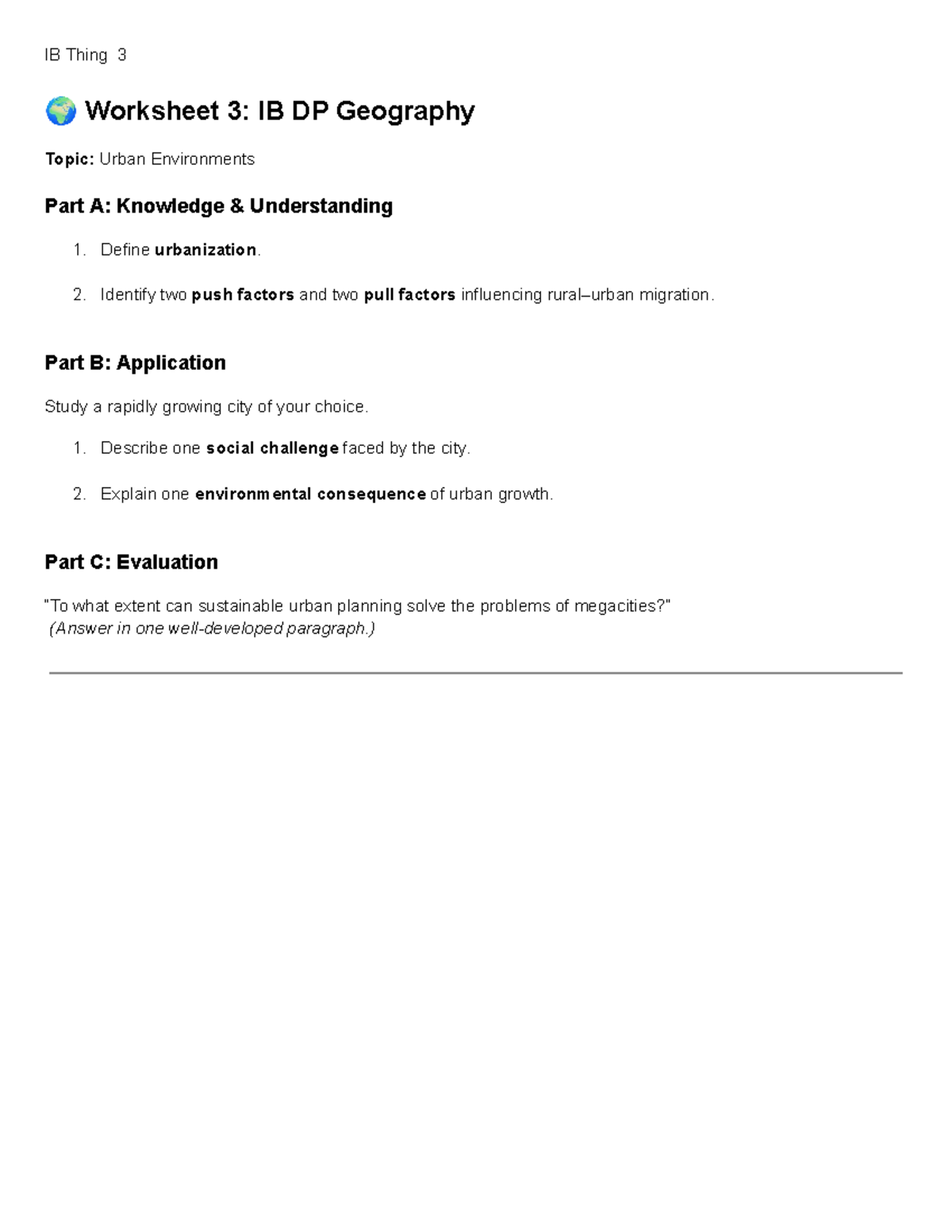 Boats: How they work - IB Thing 3 🌍 Worksheet 3: IB DP Geography Topic ...