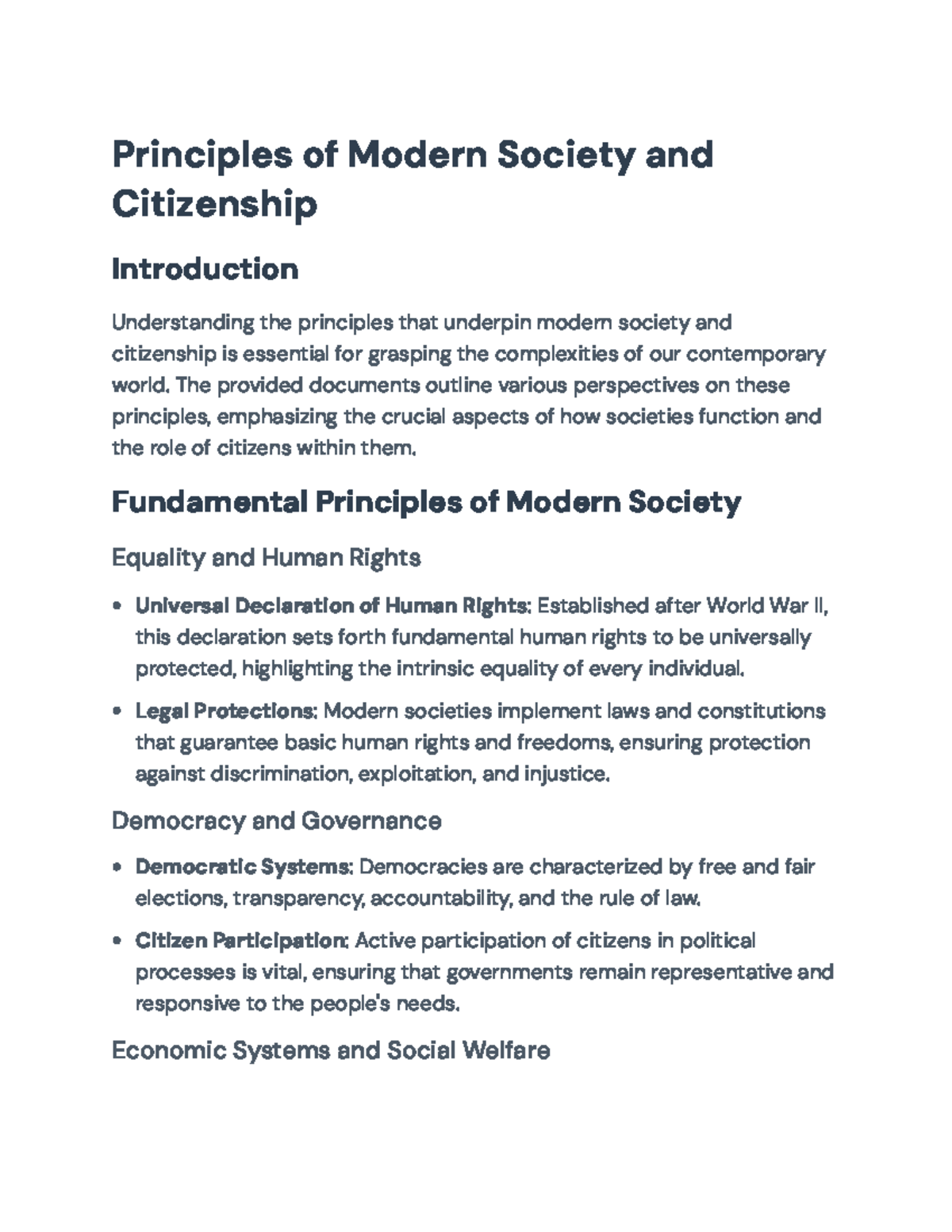 Principles of Modern Society and Citizenship: Insights and Challenges ...