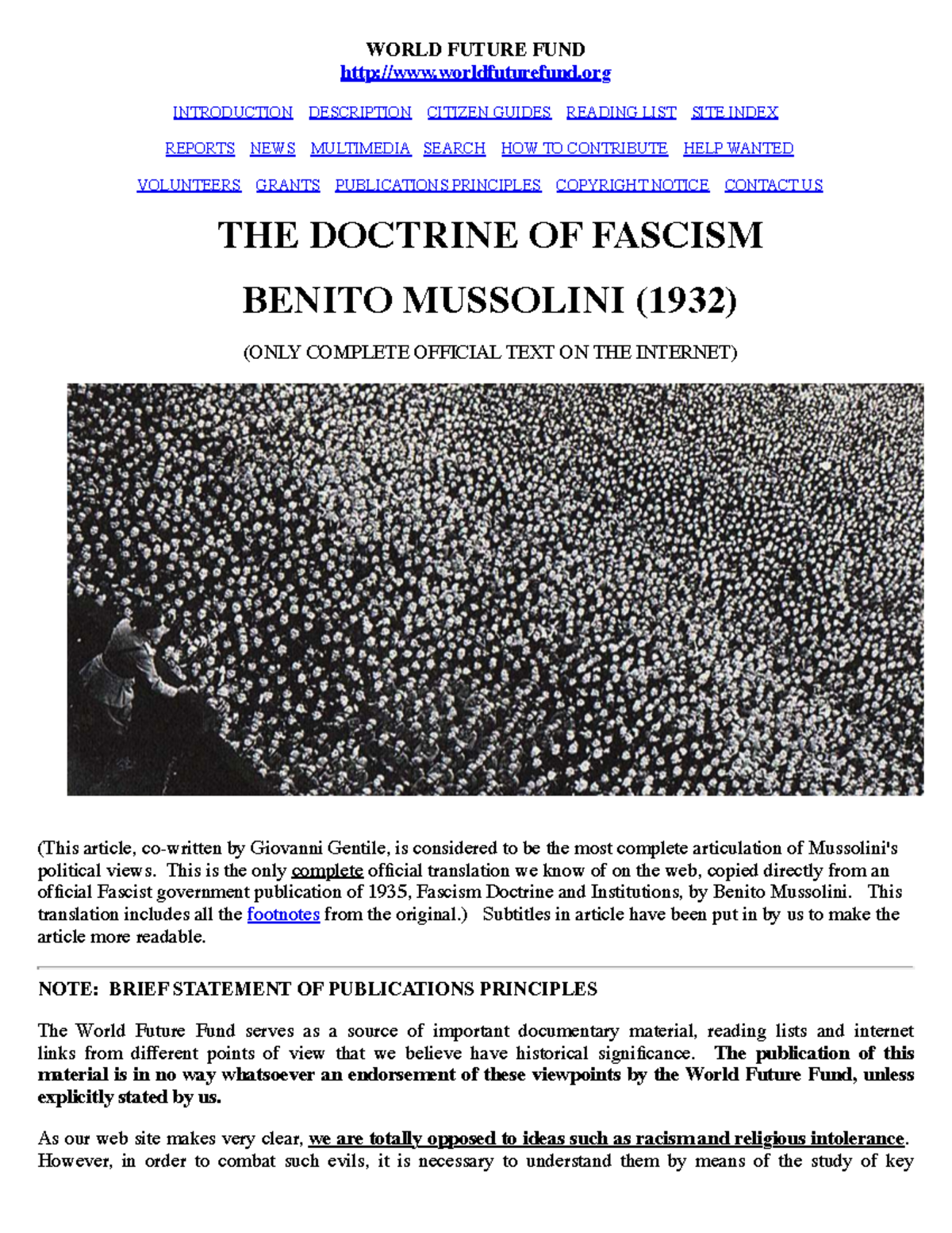 Fascism: The Complete Doctrine of Benito Mussolini (1932) - Studocu