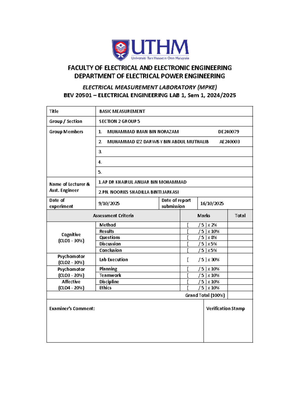 Lab 4 S2GP5: Basic Measurement in Electrical Engineering - Studocu