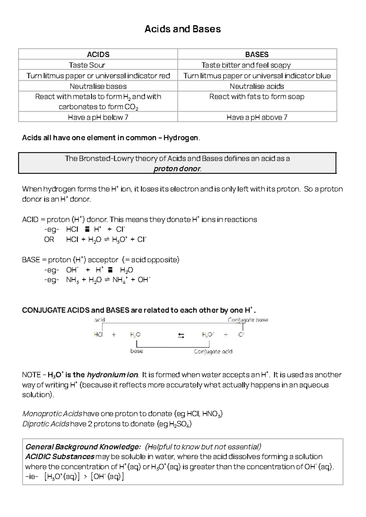 Level 2 Chemistry Notes: Acids, Bases, and Reaction Rates - Studocu