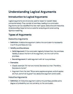 Logical Arguments - Study Notes & Assignments - Studocu