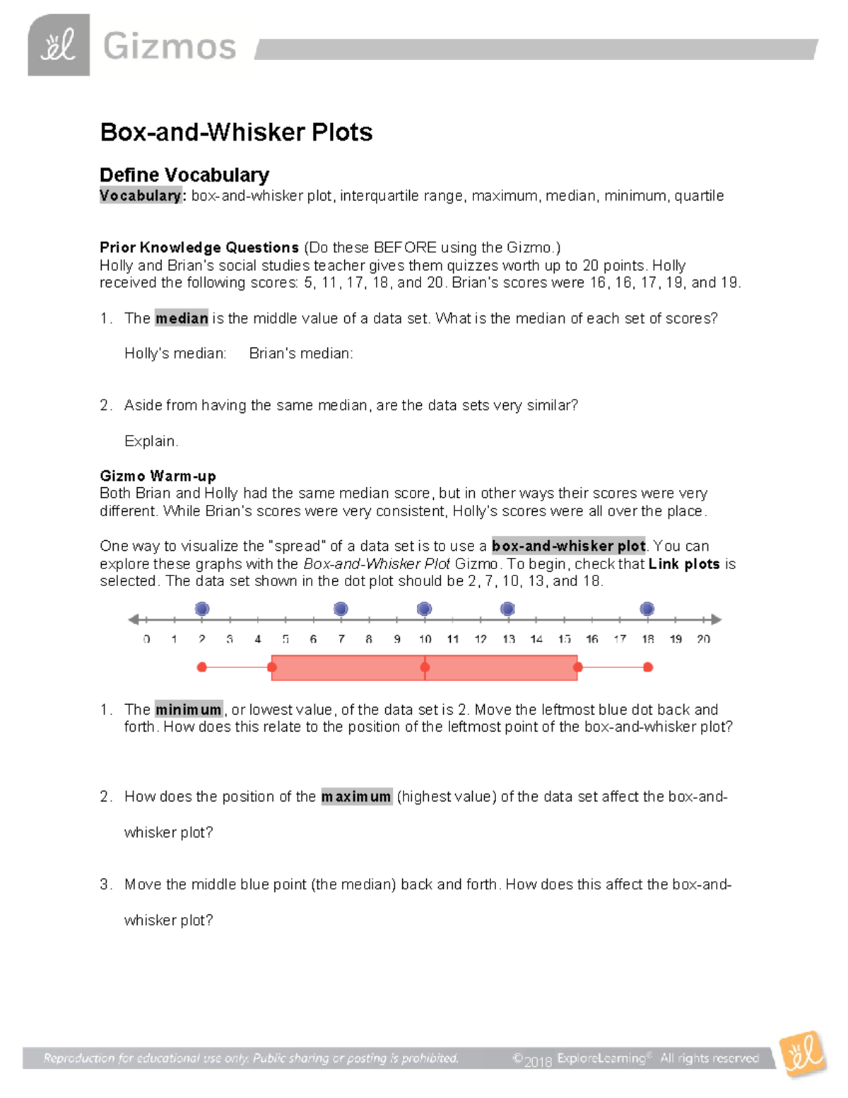 Box Whisker Plots SE - Give as much info - Box-and-Whisker Plots Define ...