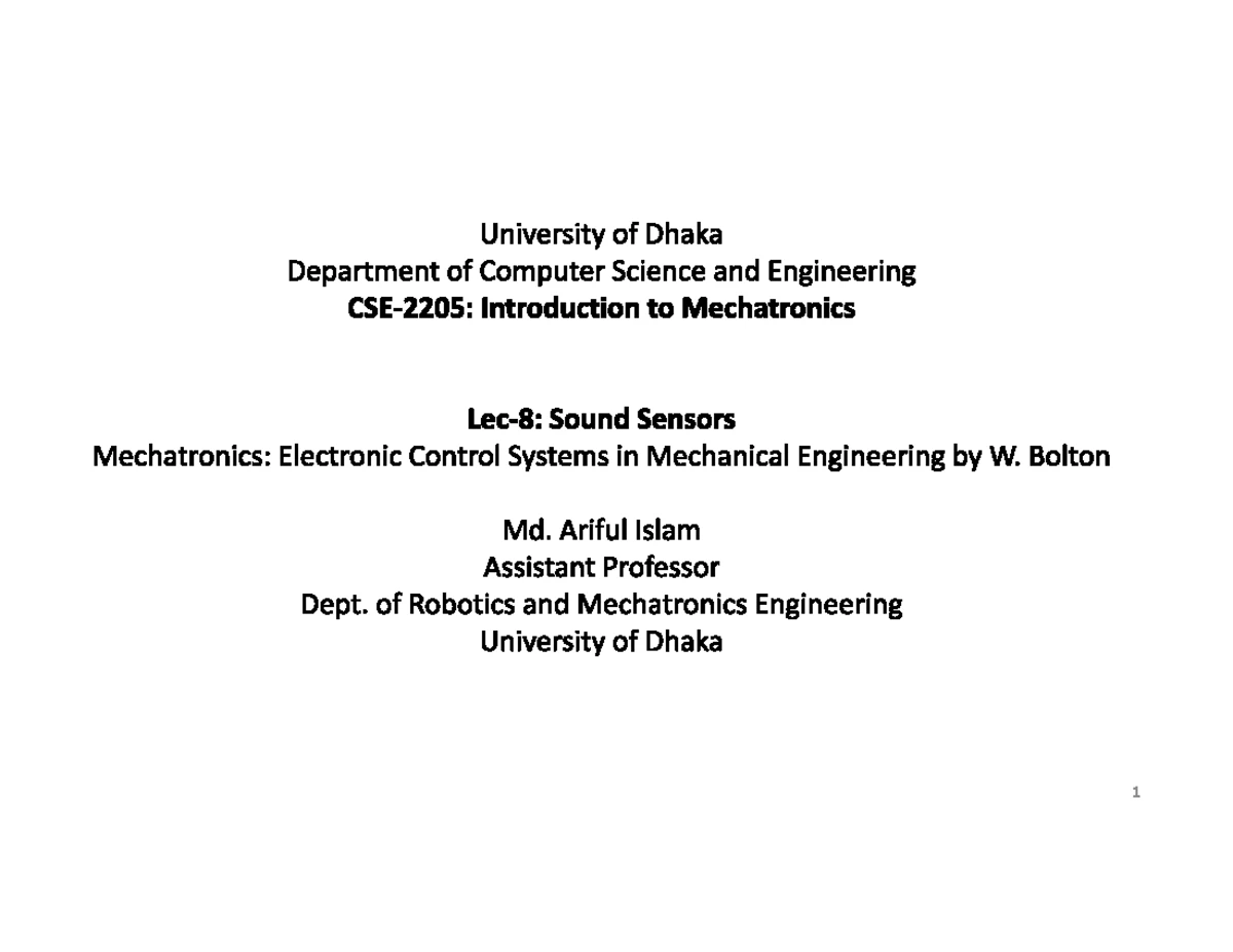 Lecture 6: Introduction to Mechatronics - Temperature & Light Sensors ...