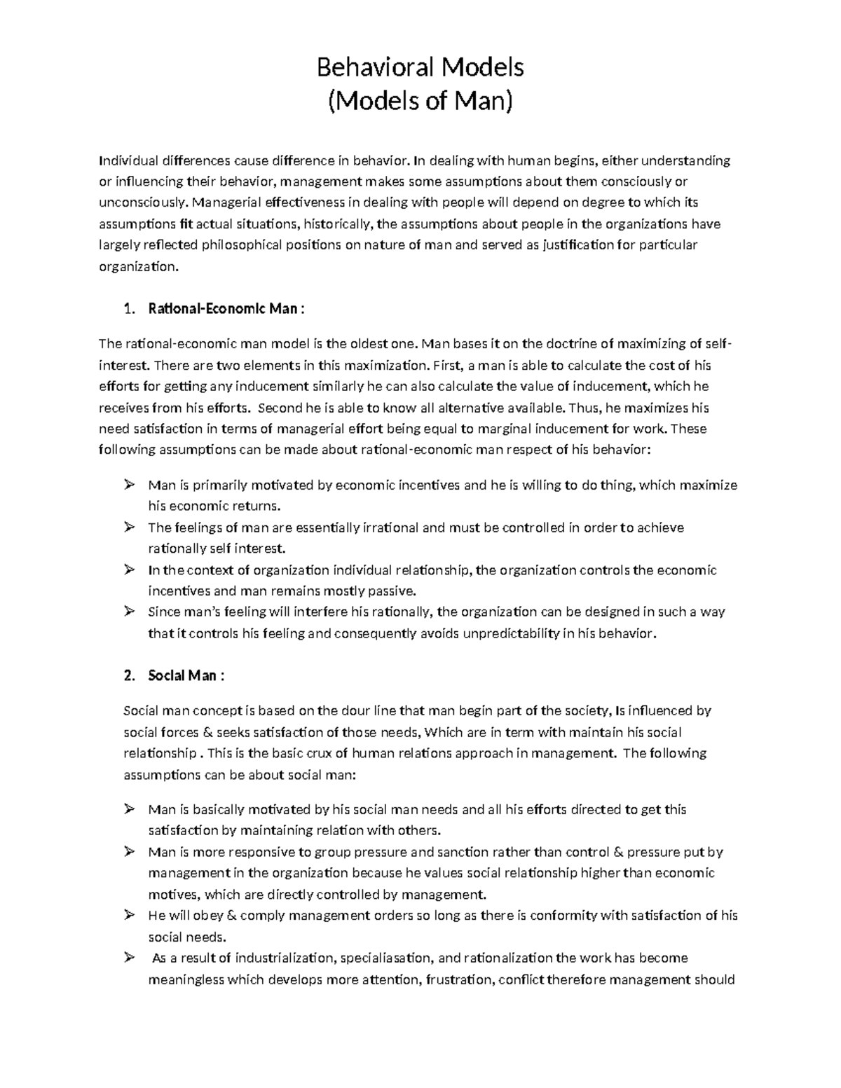 Behavioral Models of Man: Understanding Individual Differences in ...