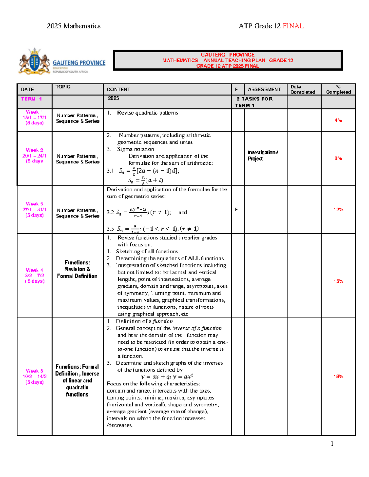 Grade 12 Maths ATP 2025 - Final Exam Preparation Guide - Studocu