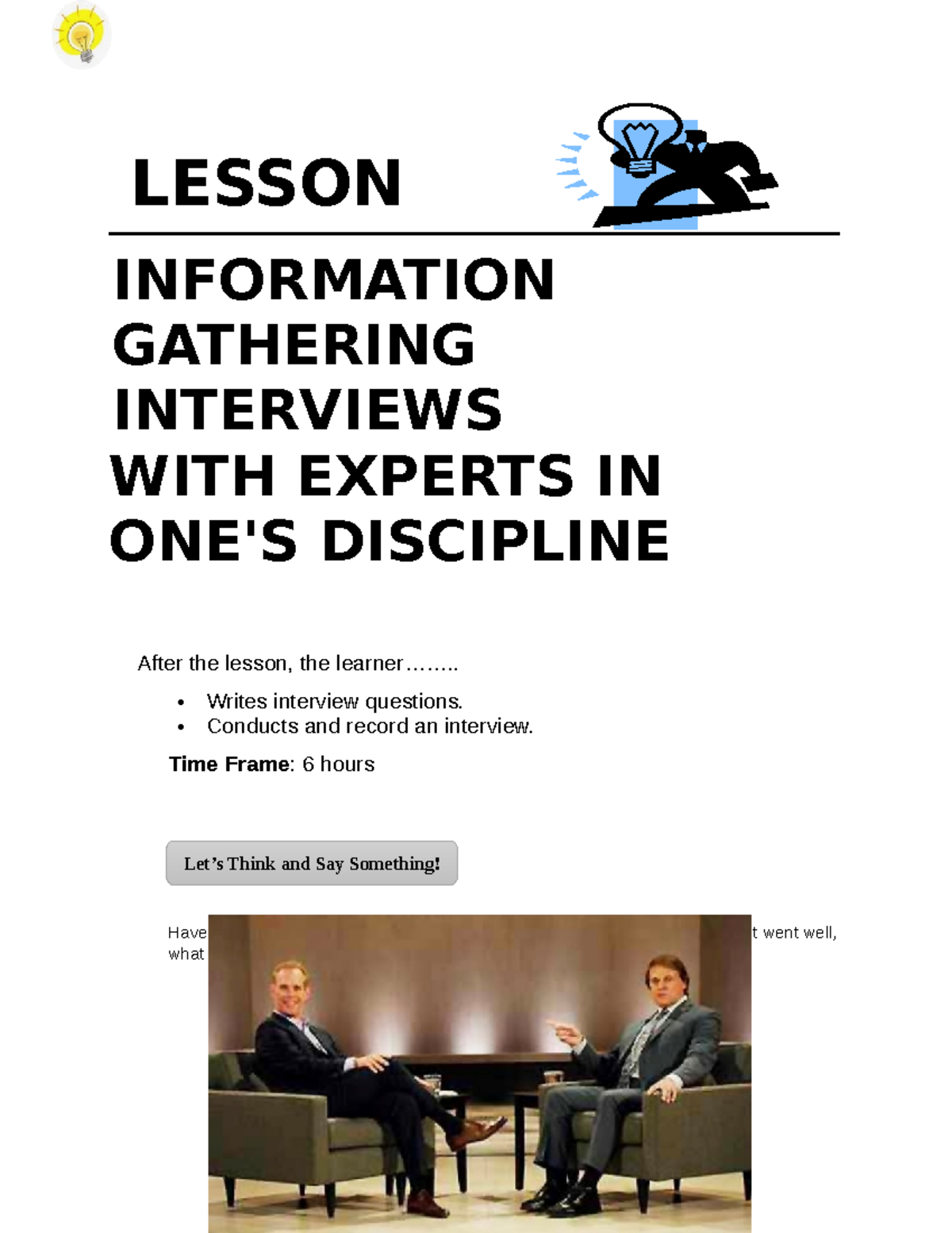 Conducting Interview Final - INFORMATION GATHERING INTERVIEWS WITH ...