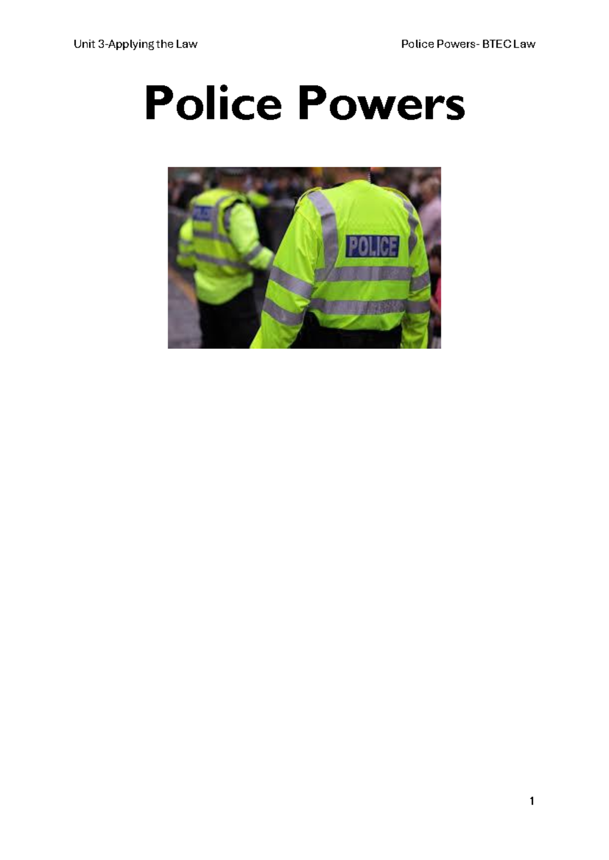Police Powers: A Comprehensive Guide to PACE and Stop & Search (BTEC ...