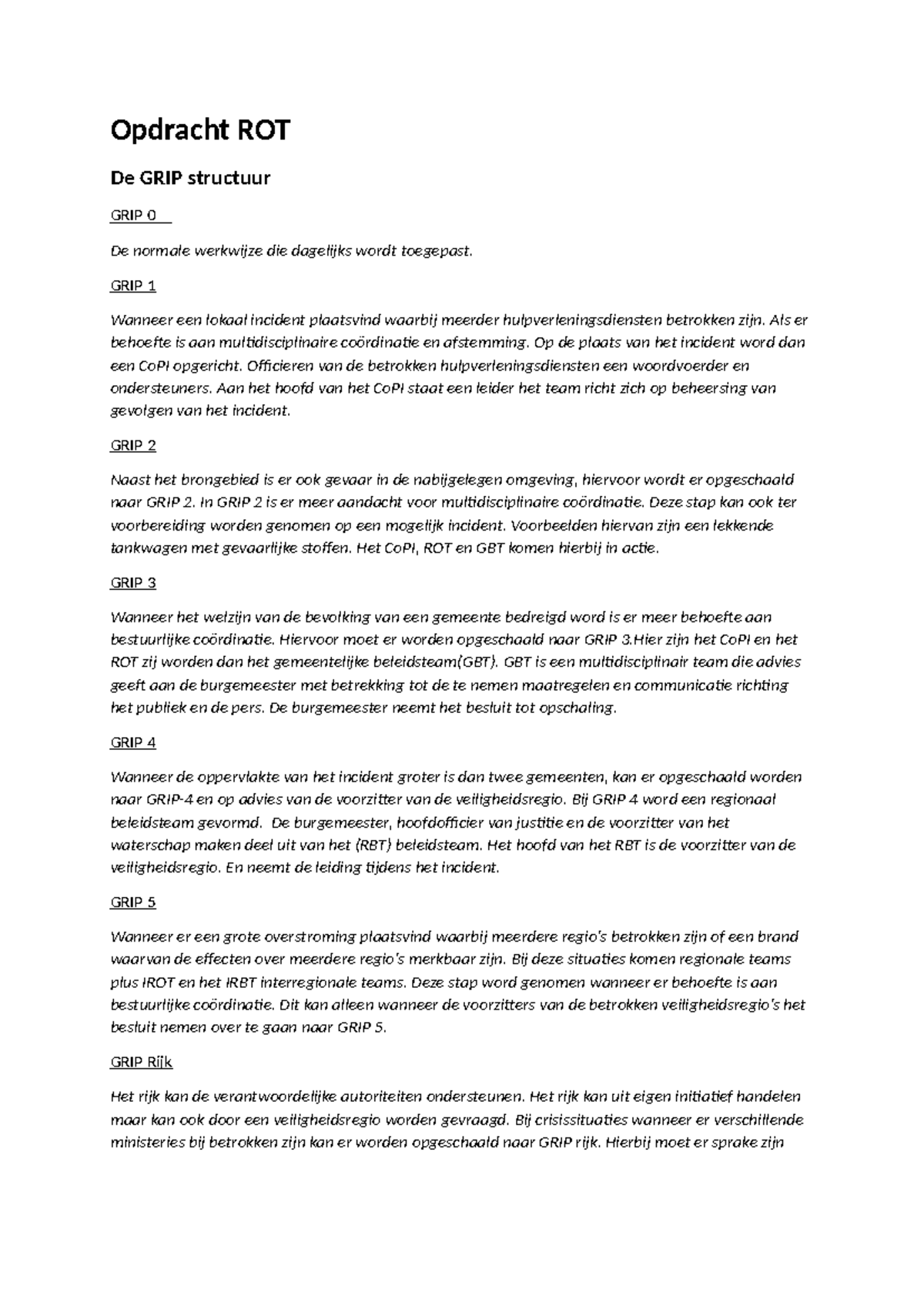 De GRIP Structuur: Opschaling in Nederland bij Crisis (Opdracht ROT ...