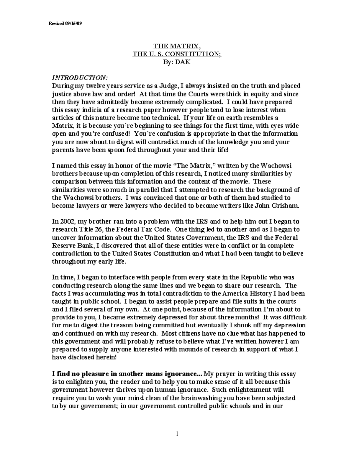 Exploring "The Matrix" Through the Lens of the U.S. Constitution - Studocu