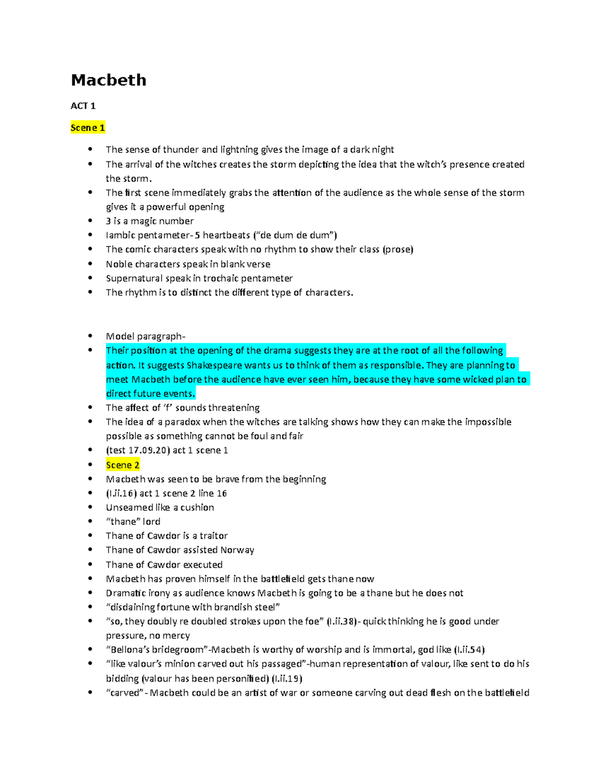 Macbeth Act 1 Detailed Analysis and Key Themes Review - Studocu